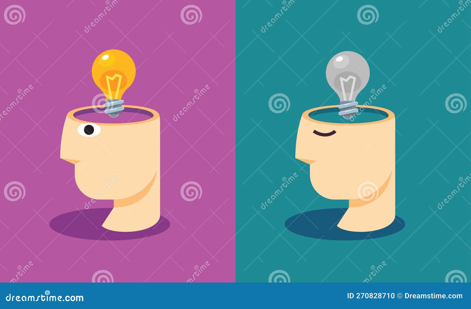 Abstract Head with Bulb on Top of the Head. Isolated Vector ...