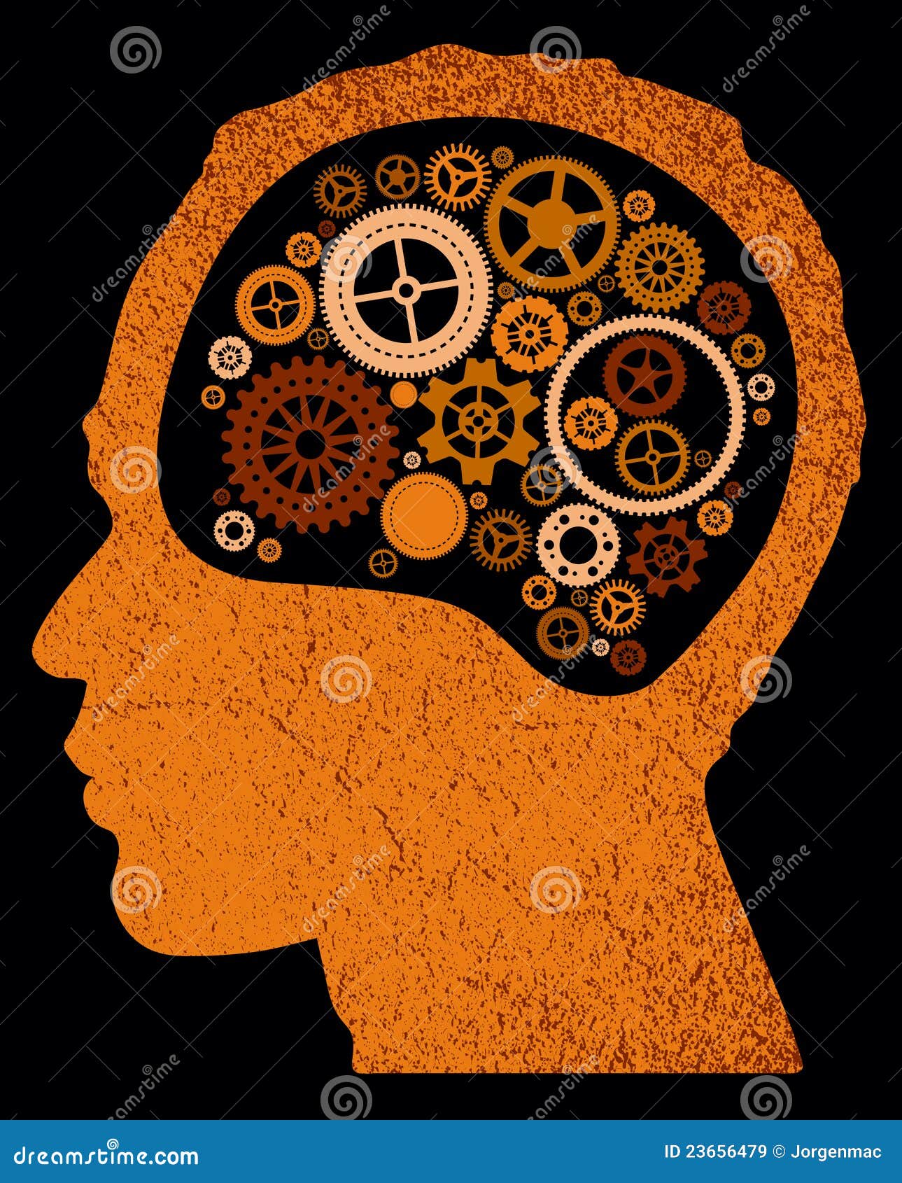 Abstract Head with Cogs and Gears. Stock Vector - Illustration of ...