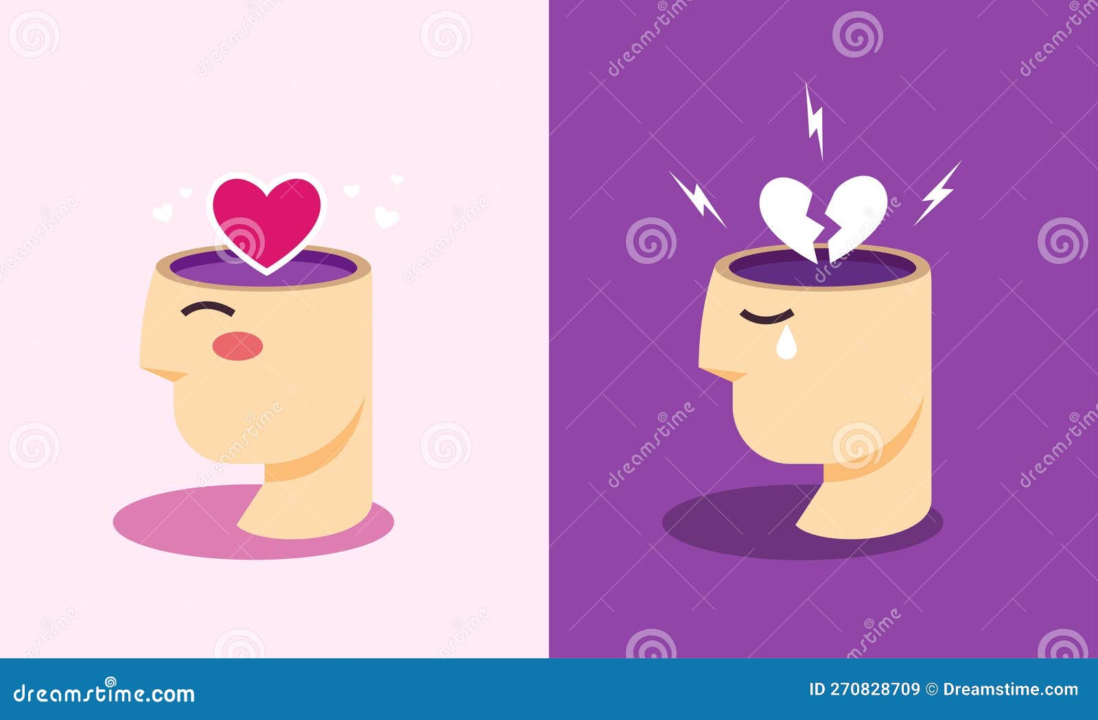 Abstract Head with Heart on Top of the Head. Isolated Vector ...