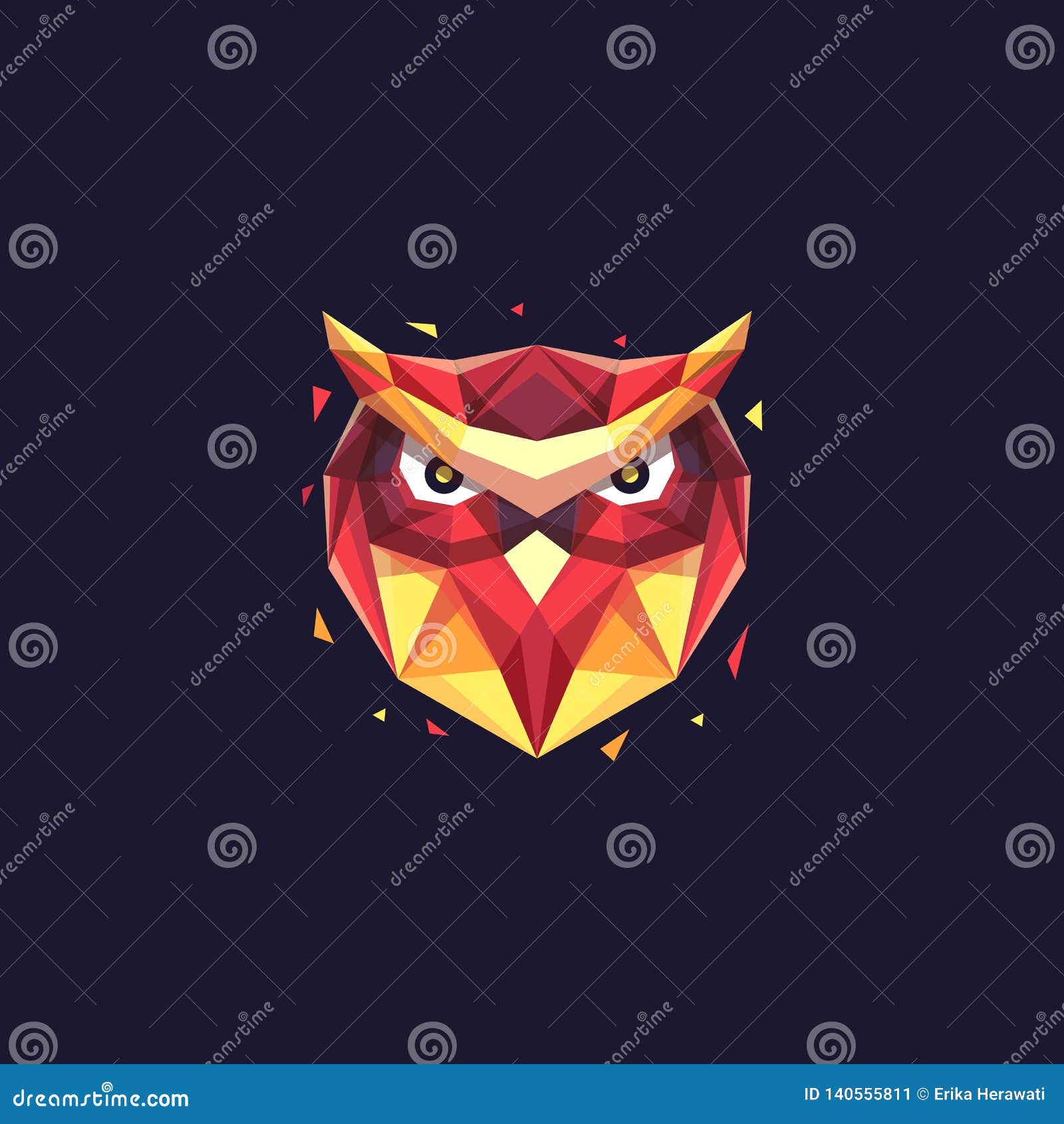 Abstract Head Owl Geometric Illustration Vector Template Stock Vector ...