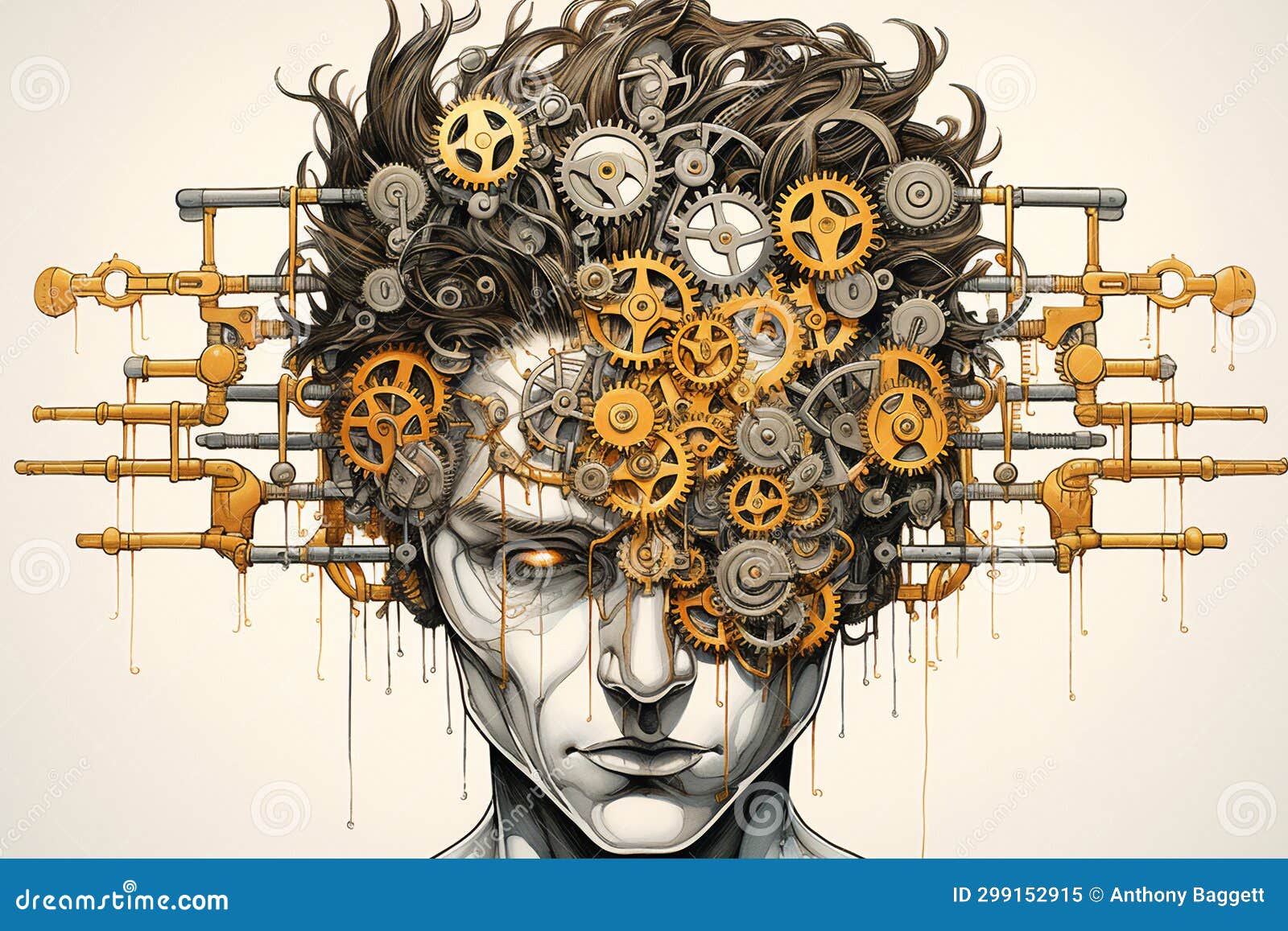 Abstract Head Portrait of an Individual S Cognitive Brain Depicted with ...