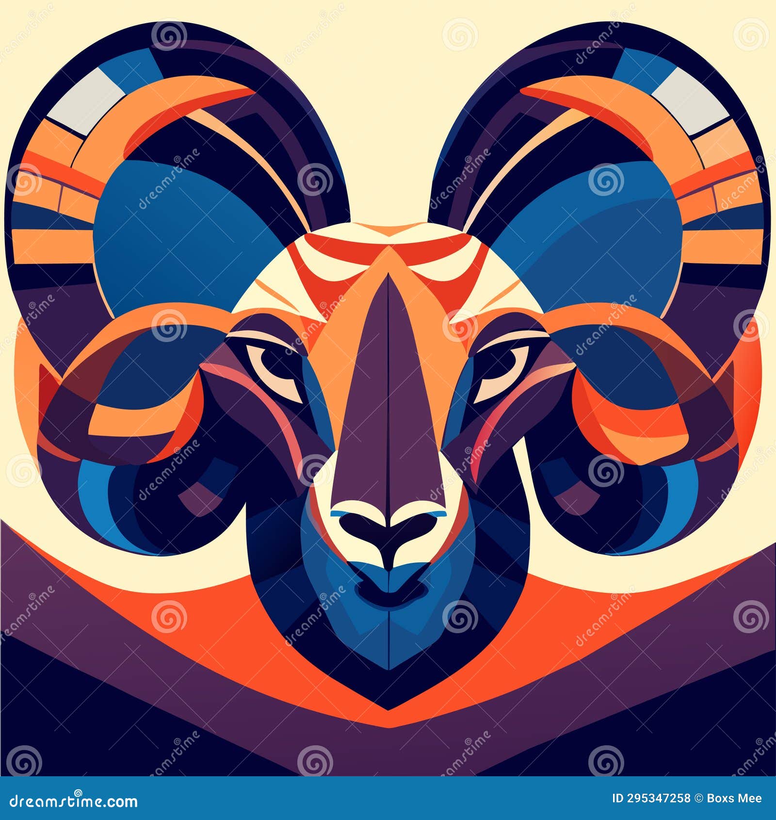 Abstract Head of the Ram. Vector Illustration in a Flat Style Stock ...