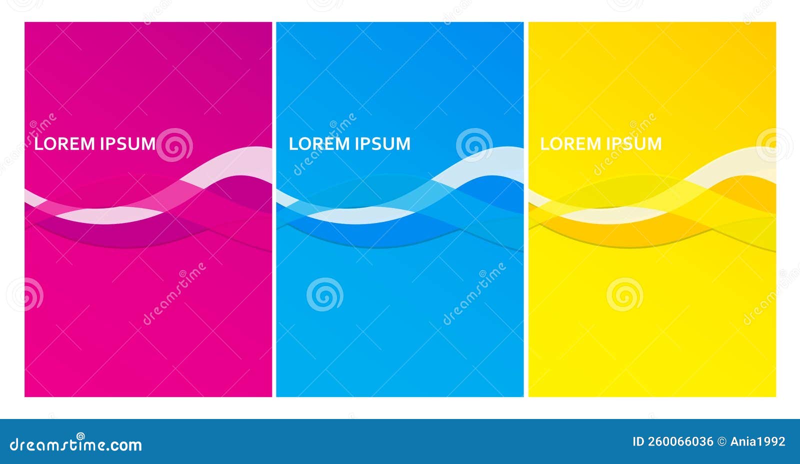 Abstract Header Blue Pink Yellow Wave Vector Design. Template Set Stock ...