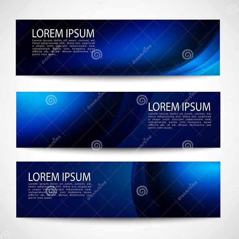 Abstract Header Dark Blue Wave Black Background Vector Design Stock ...
