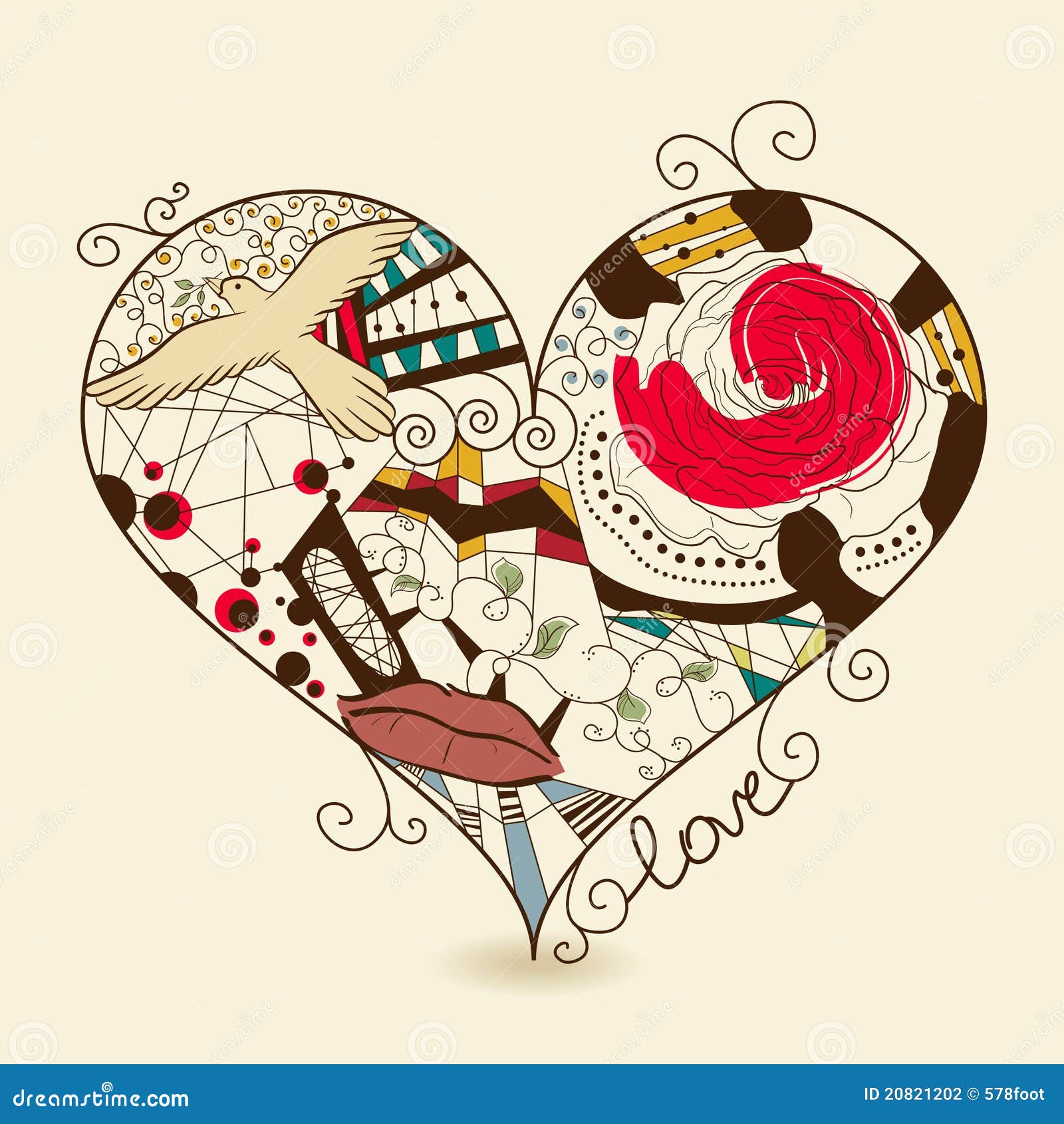 Abstract heart stock vector. Illustration of floral, decor - 20821202