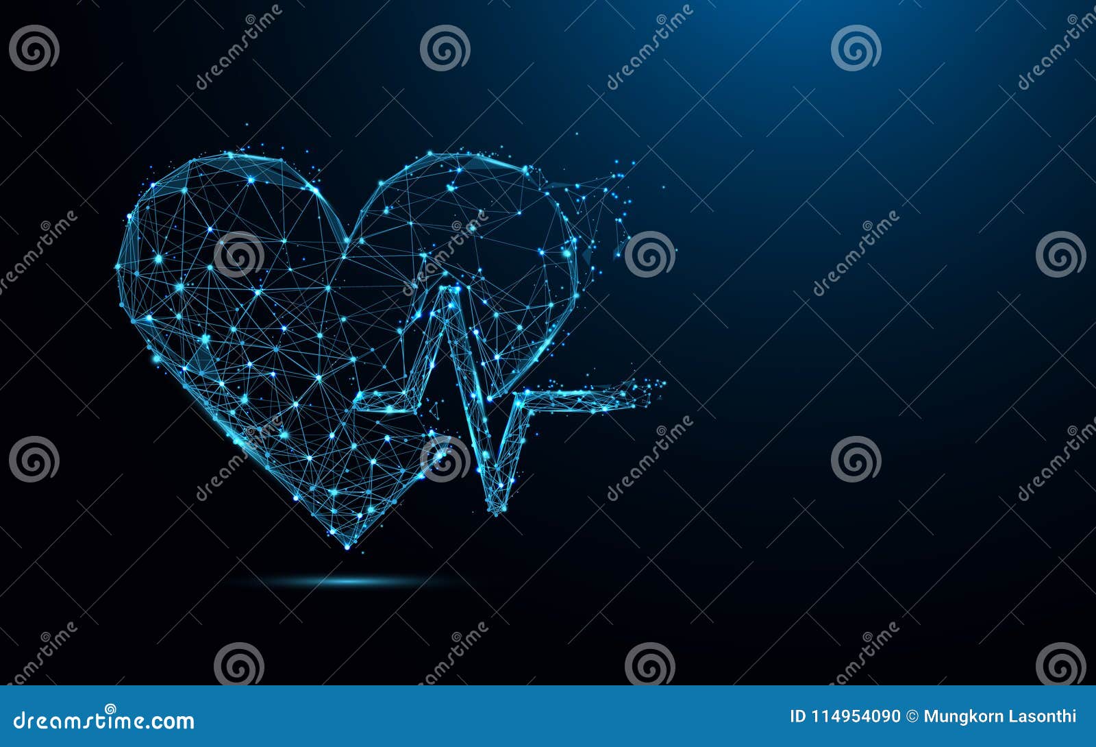 Abstract Heart Beat Form Lines and Triangles, Point Connecting Network ...