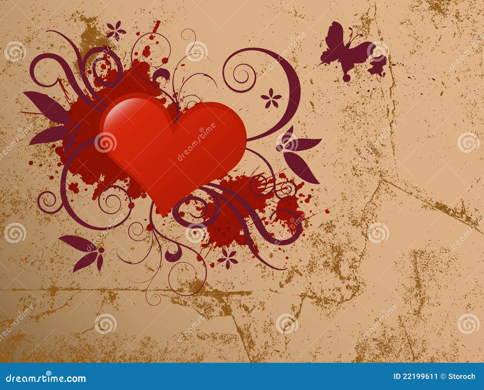 Abstract Heart with Grunge Design. Stock Vector - Illustration of ...