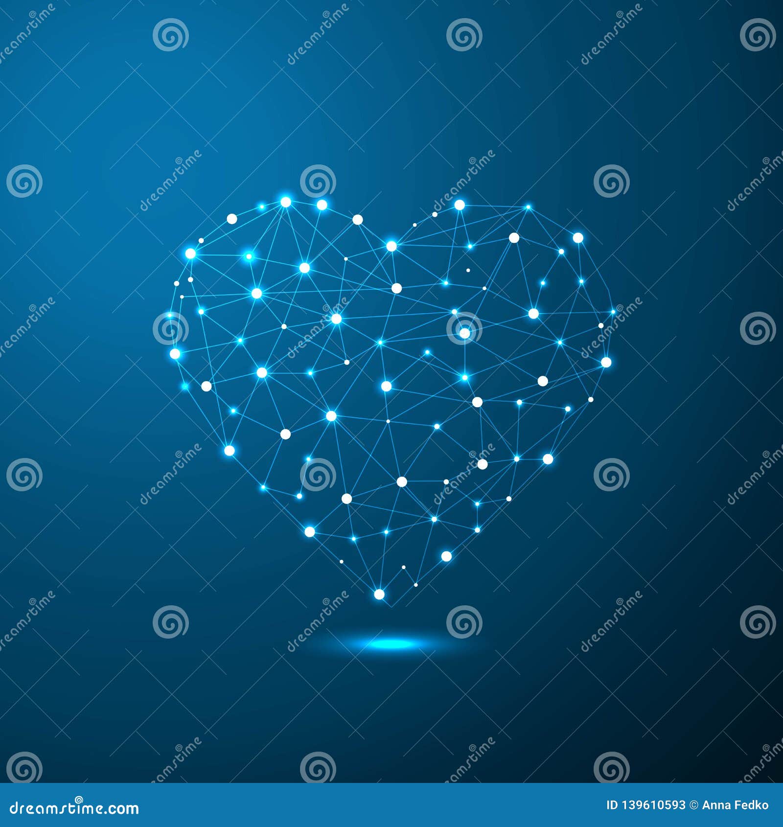 Abstract Heart Icon Form Lines and Triangles in Low Poly Style ...