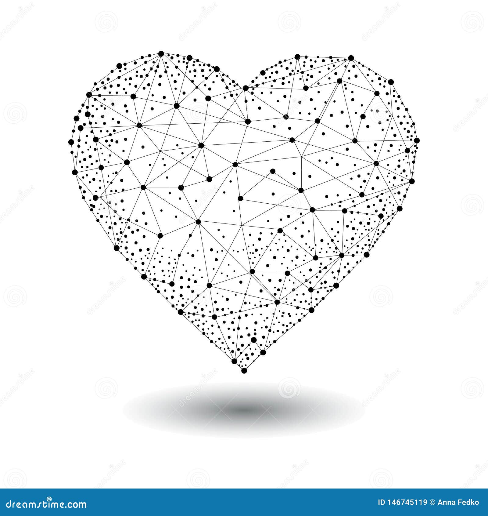 Abstract Heart Icon Form Lines and Triangles in Low Poly Style ...