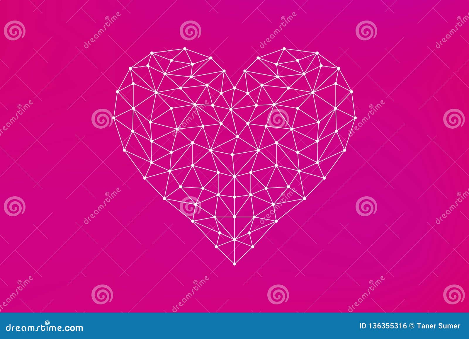 Abstract Heart Icon from Lines and Triangles, Point Connecting Network ...