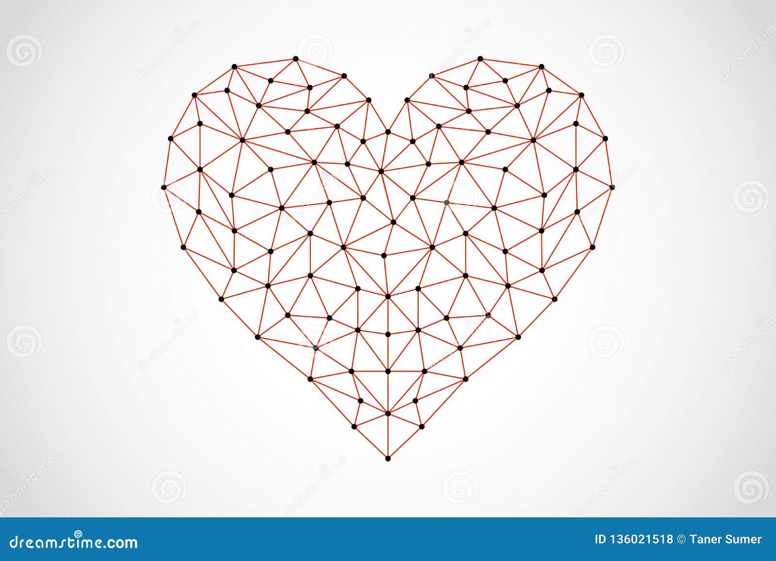 Abstract Heart Icon from Lines and Triangles, Point Connecting Network ...