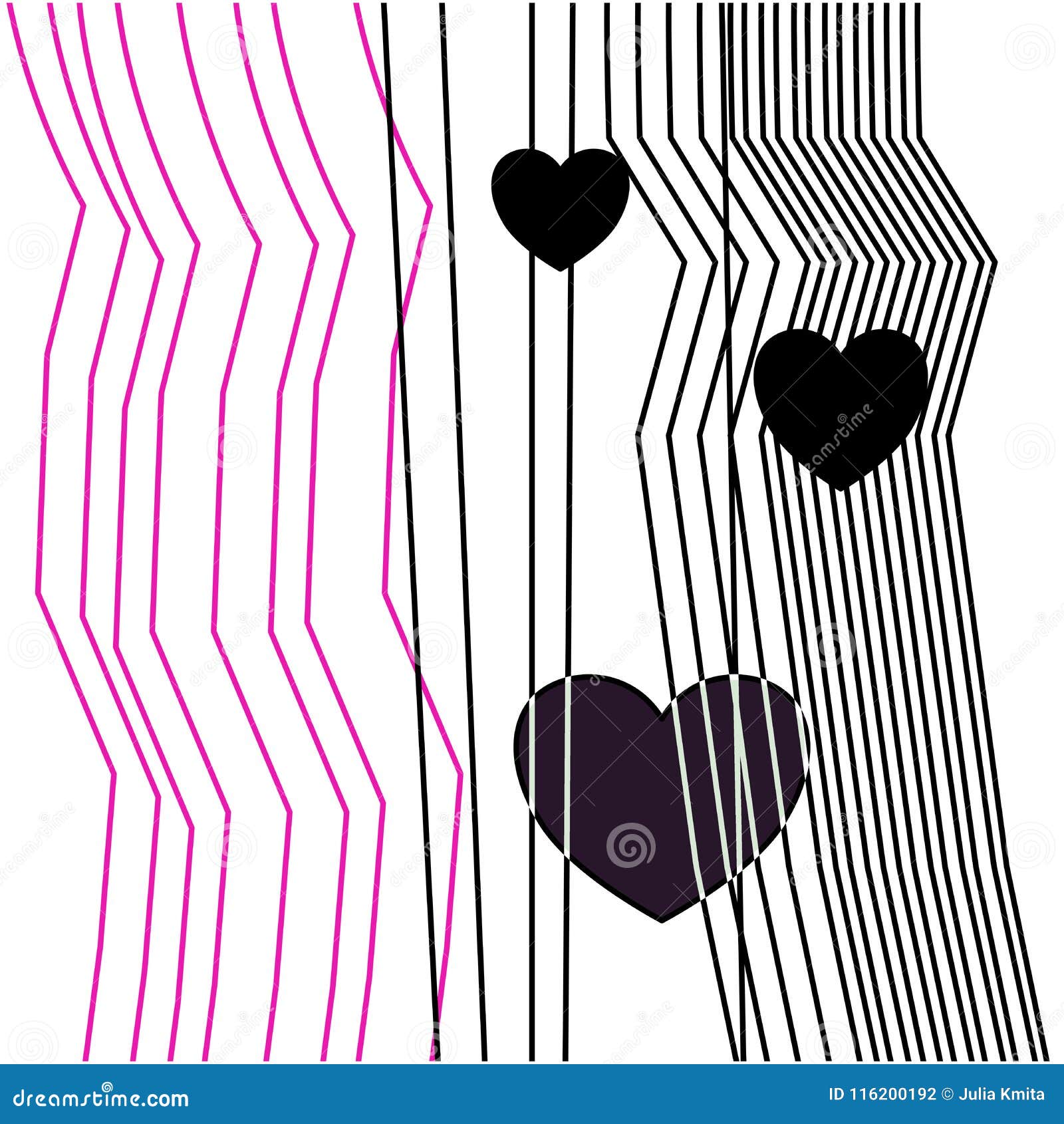 Abstract Heart Line Pattern on White Background Stock Illustration ...