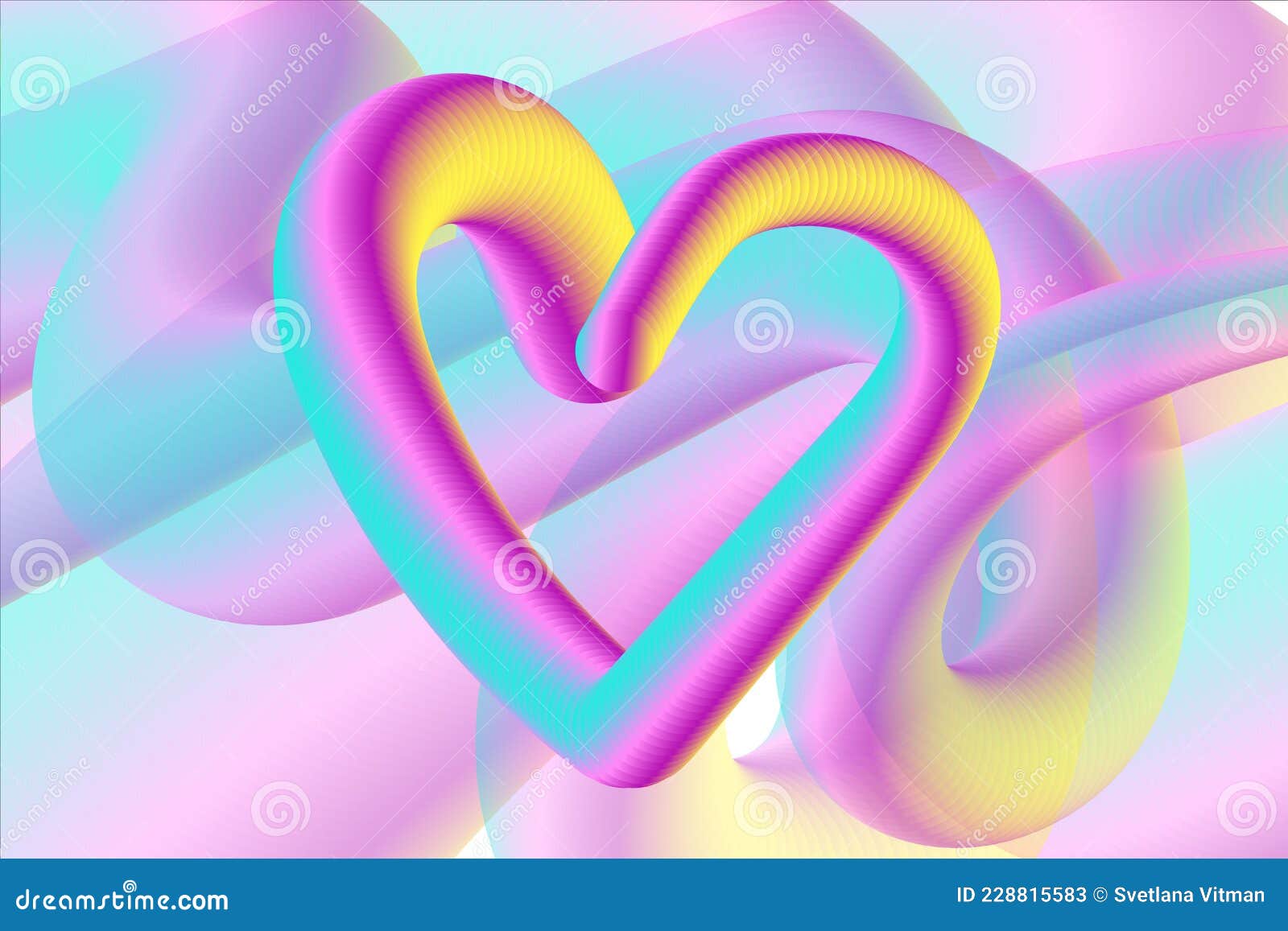 Abstract Heart Liquid Gradient Background in Vector. 3D Love Shape ...