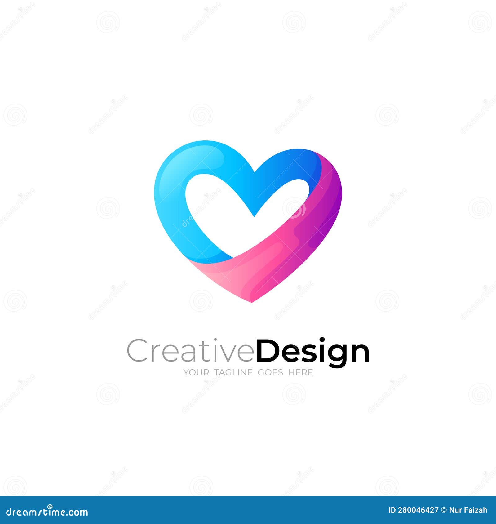 Abstract Heart Logo with Simple Design, Colorful Style Stock Vector ...