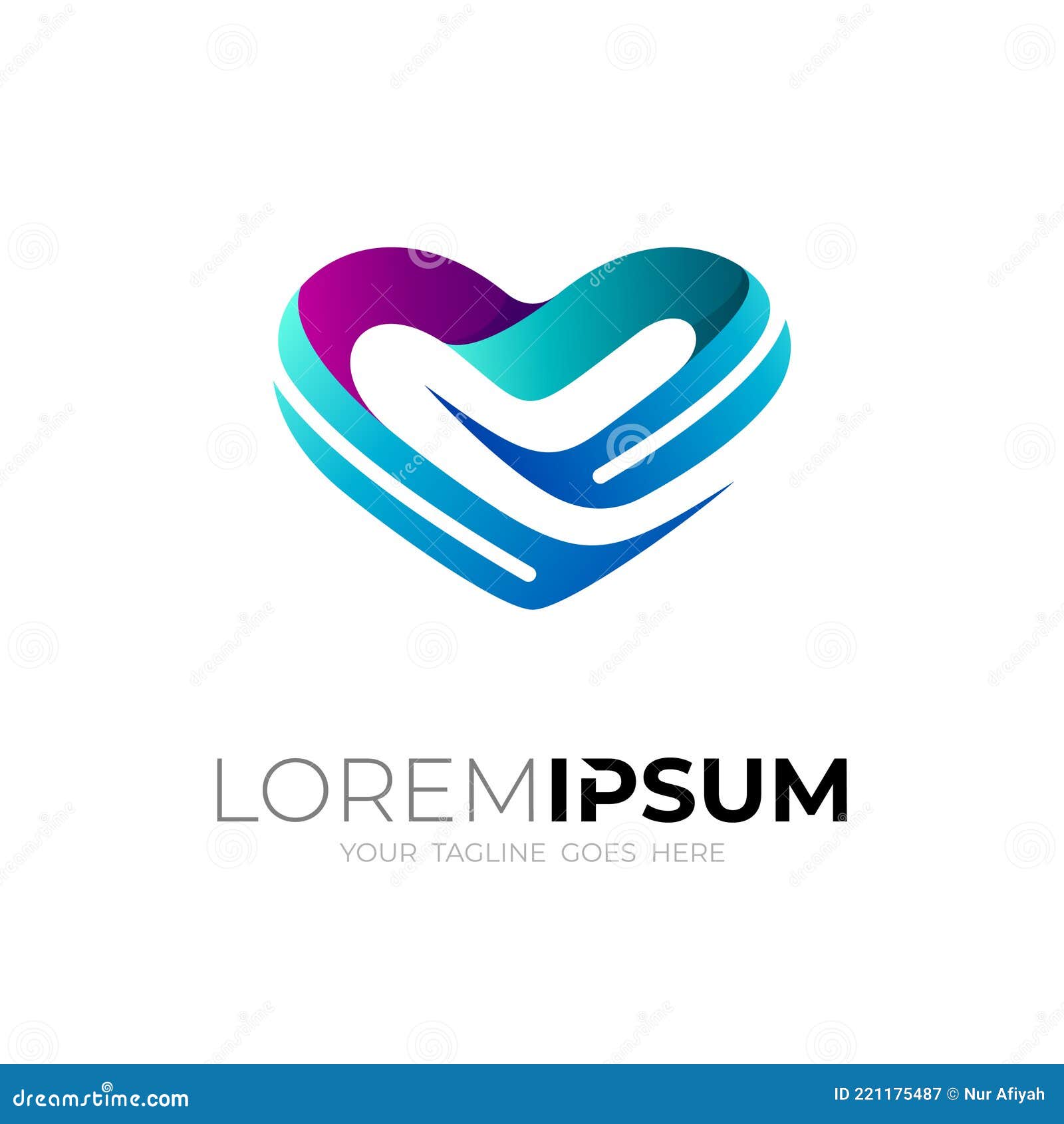 Abstract Heart Logo with Simple Design Template Stock Vector ...