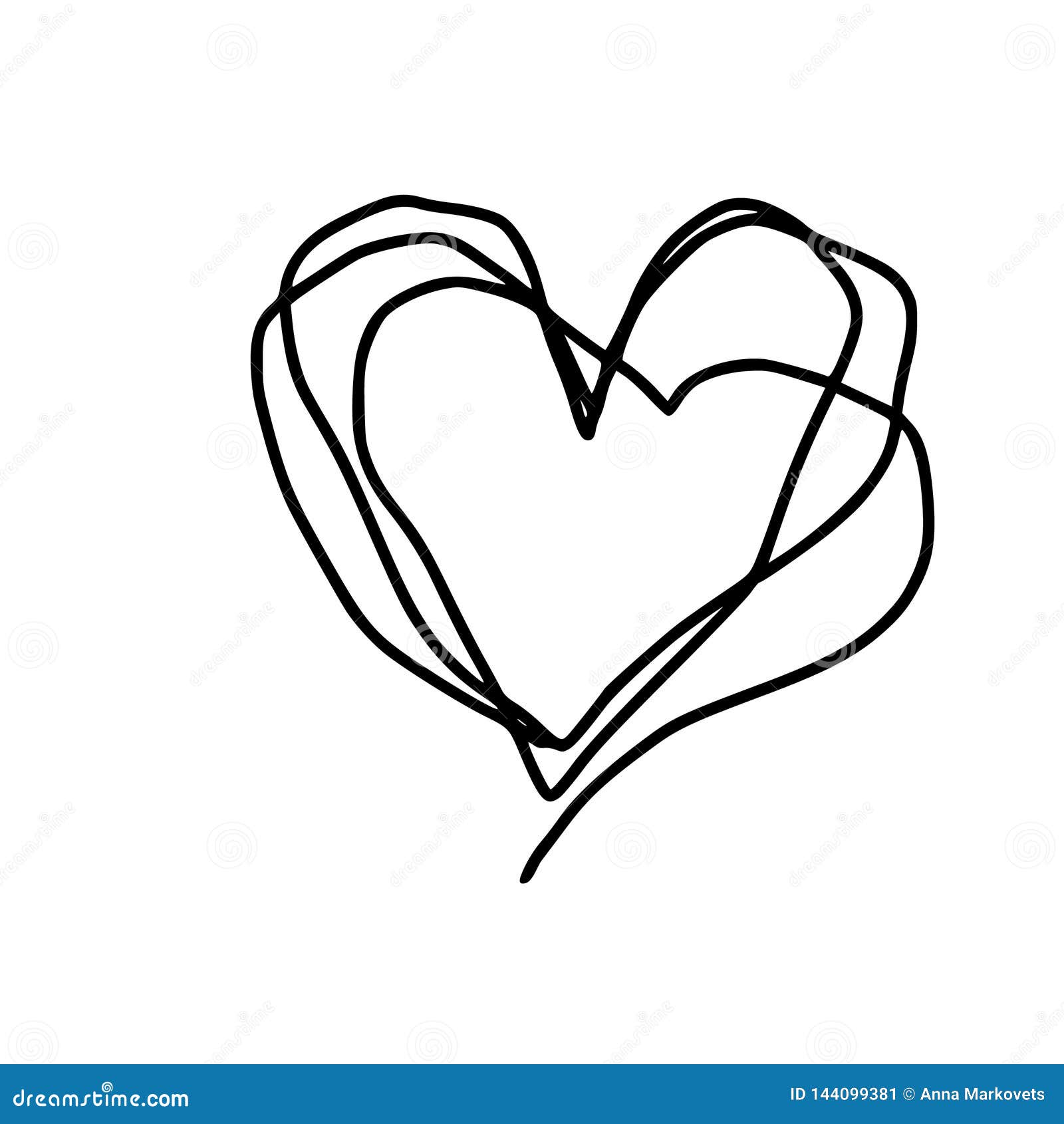 Abstract Heart One Line Drawing Continuous Line Heart Isolated On