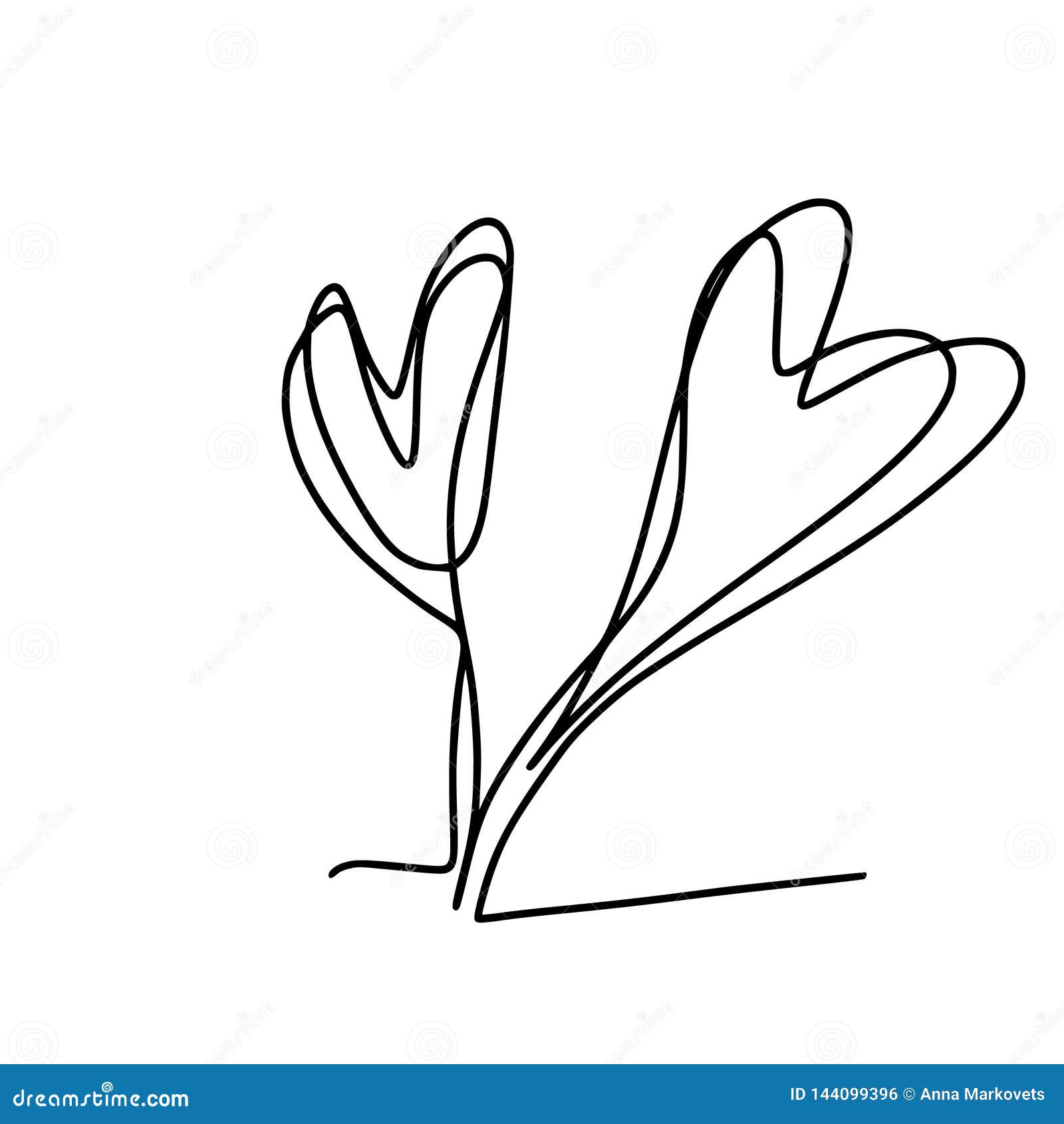 Abstract Heart One Line Drawing Continuous Line Heart Isolated On