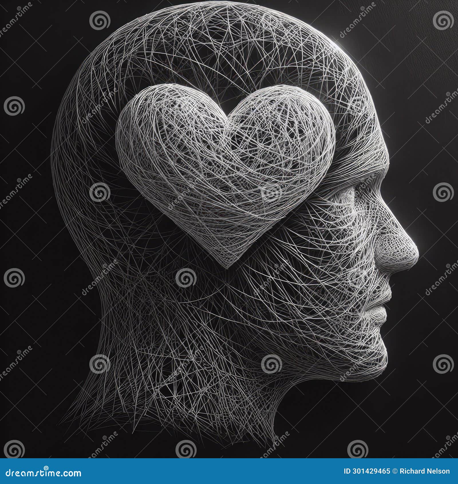 Abstract Heart-Shaped Mind Concept Stock Illustration - Illustration of ...