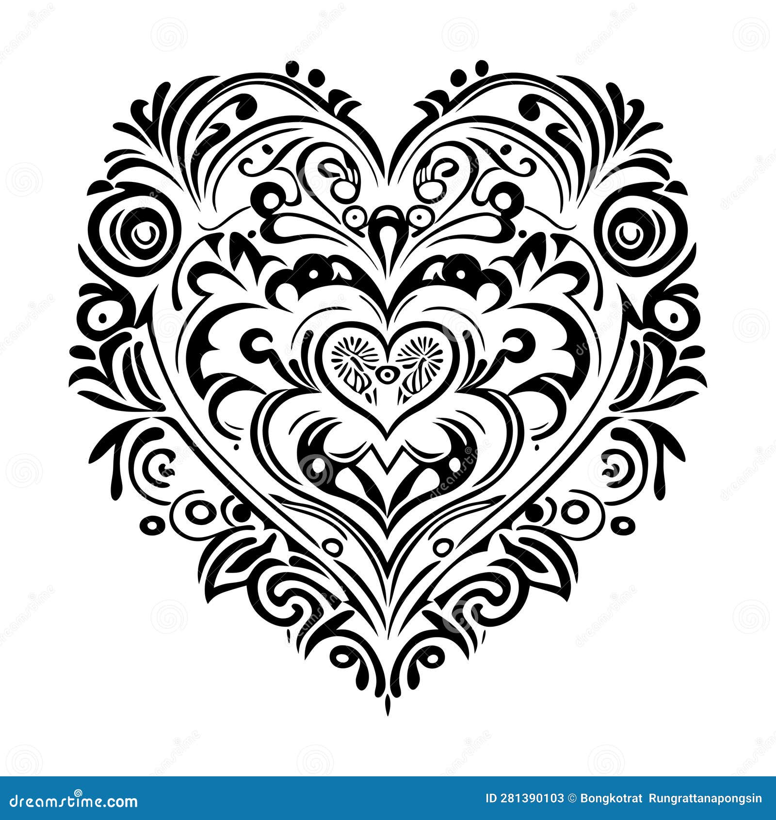 Abstract Heart Tattoo Vector Stock Vector - Illustration of template ...