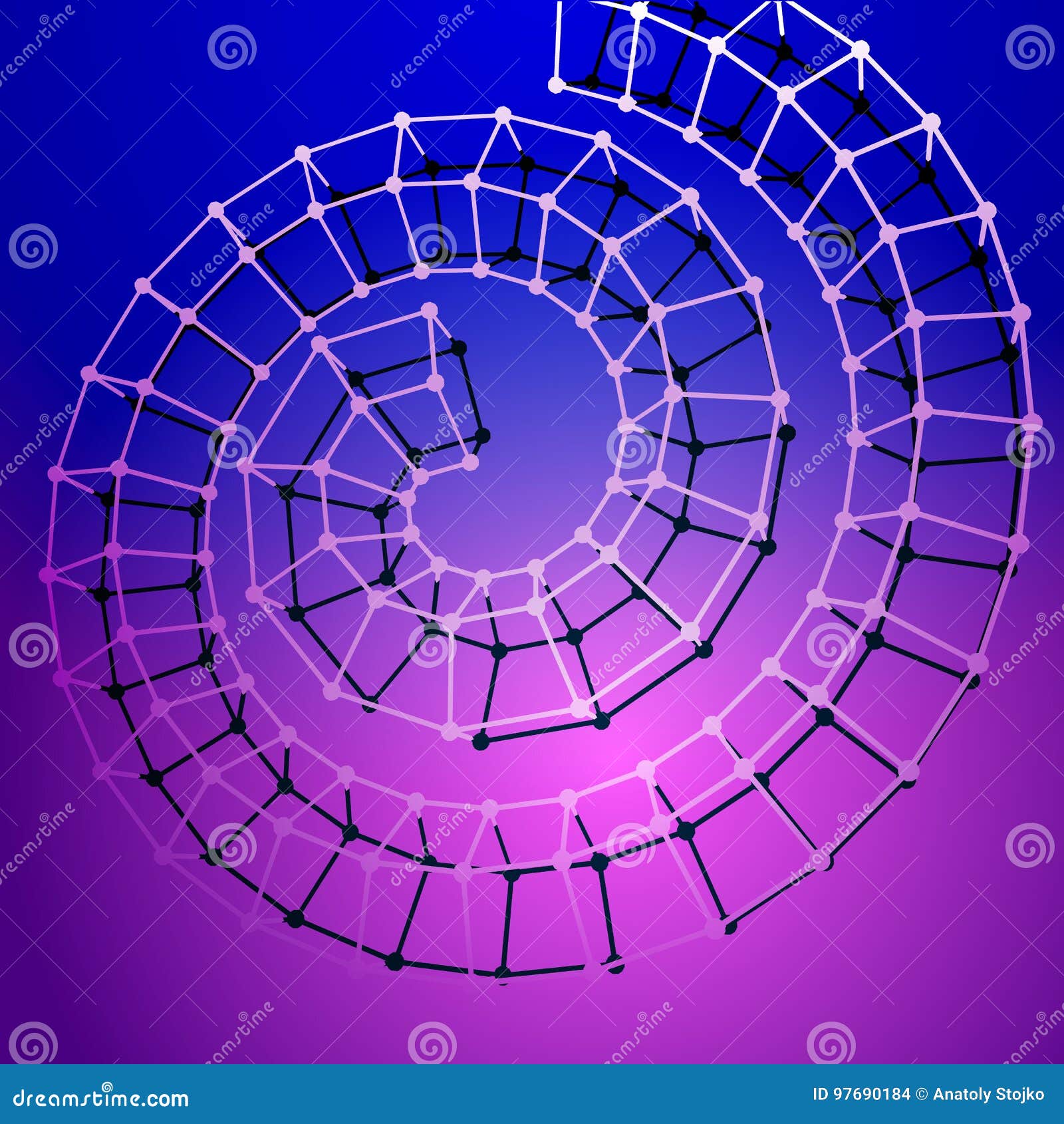 Abstract Helix on Blue Pink Background. Stock Vector - Illustration of ...