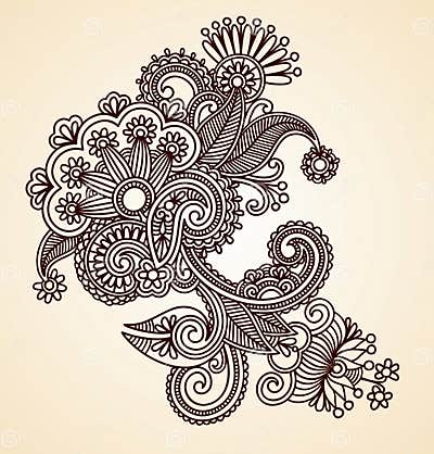 Abstract Henna Design Element Stock Vector - Illustration of indian ...