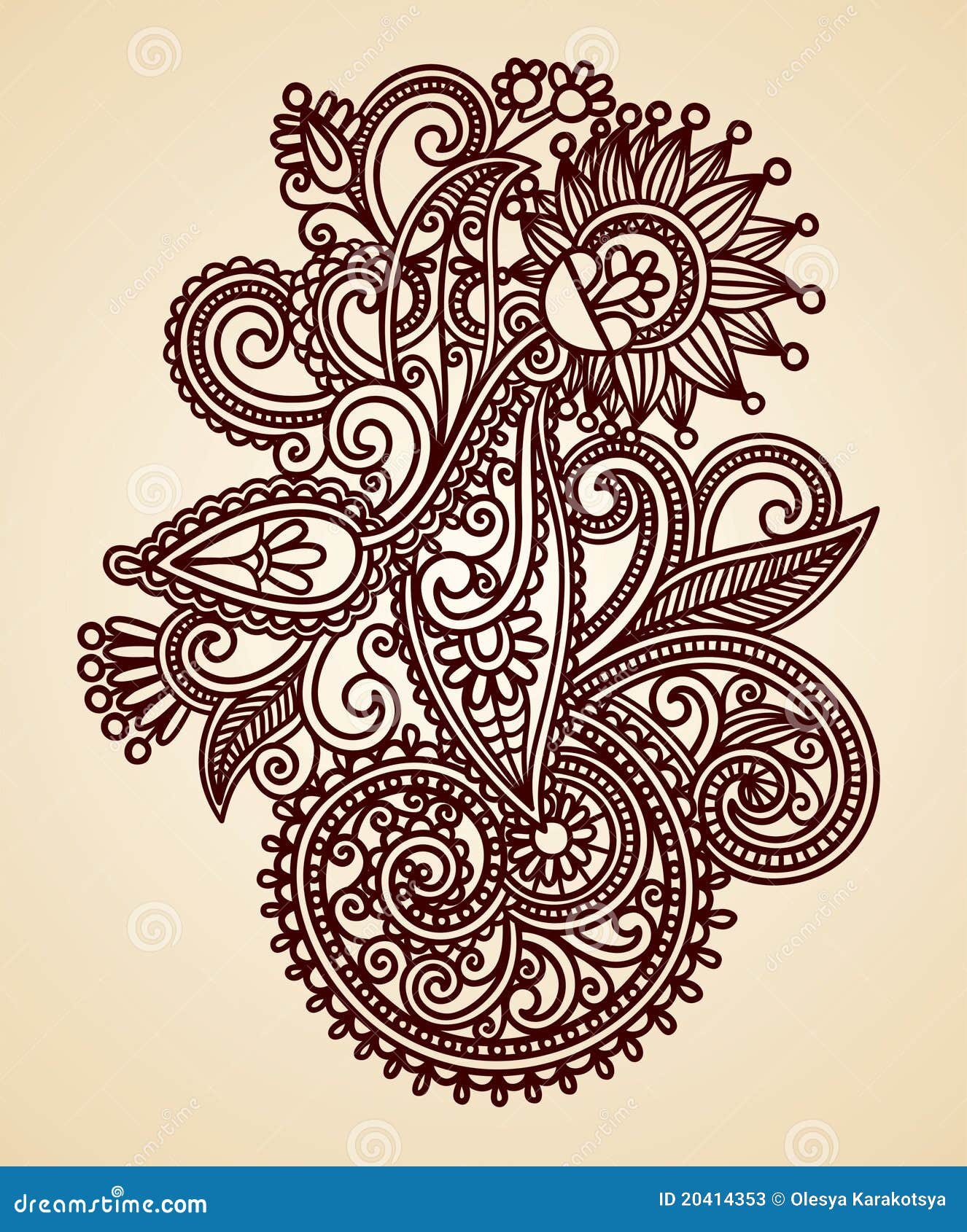 Abstract Henna Mendie Flowers Stock Vector - Illustration of drawing ...