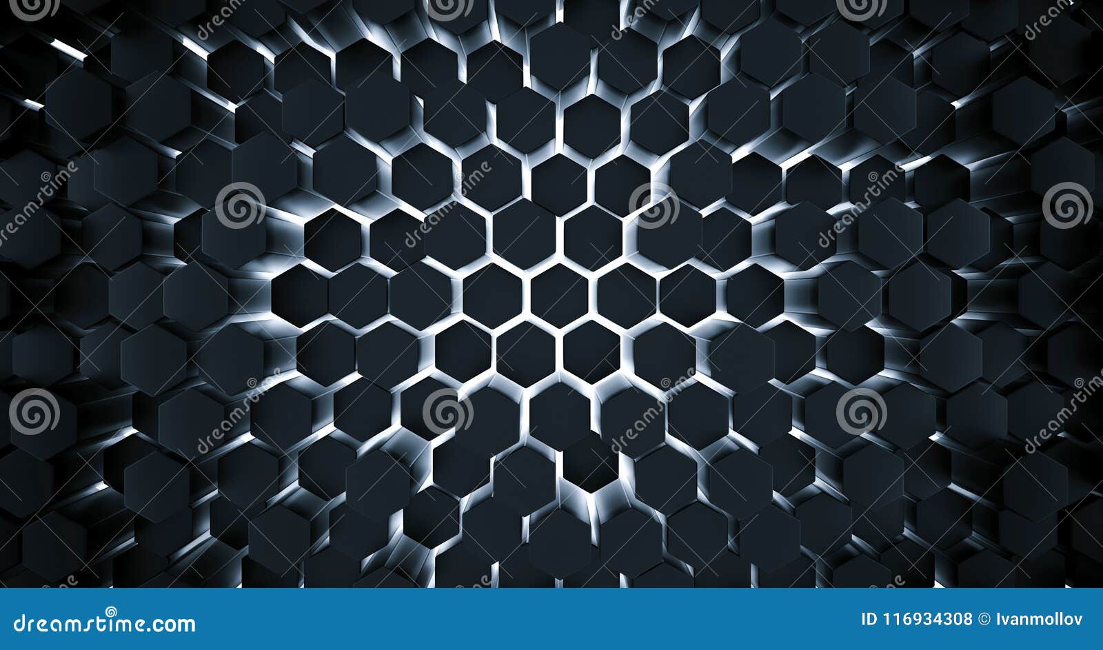 Abstract Hexagon Background Top View 3D Rendering Stock Illustration ...