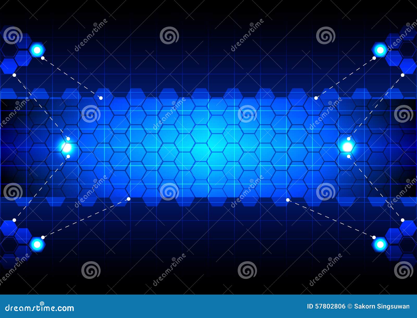 Abstract Hexagon on Blue Color Background Technology Stock Vector ...