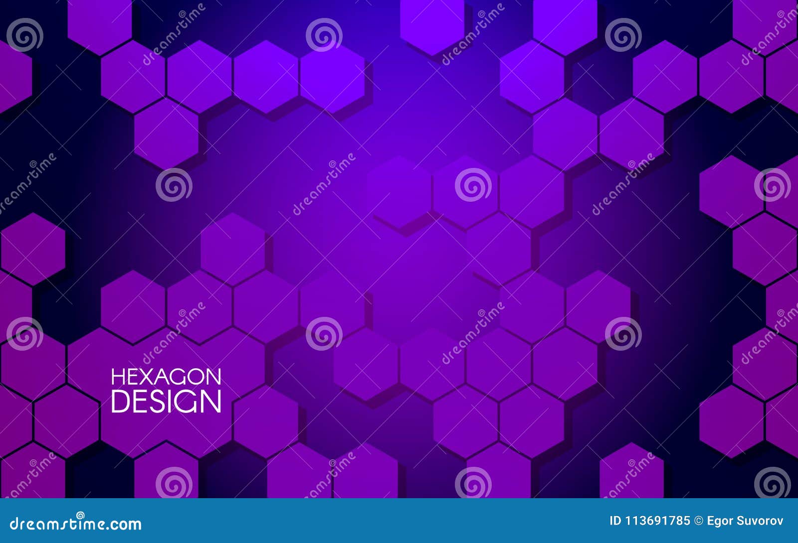 Abstract Hexagon Design. Modern Concept for Website. Violet Background ...