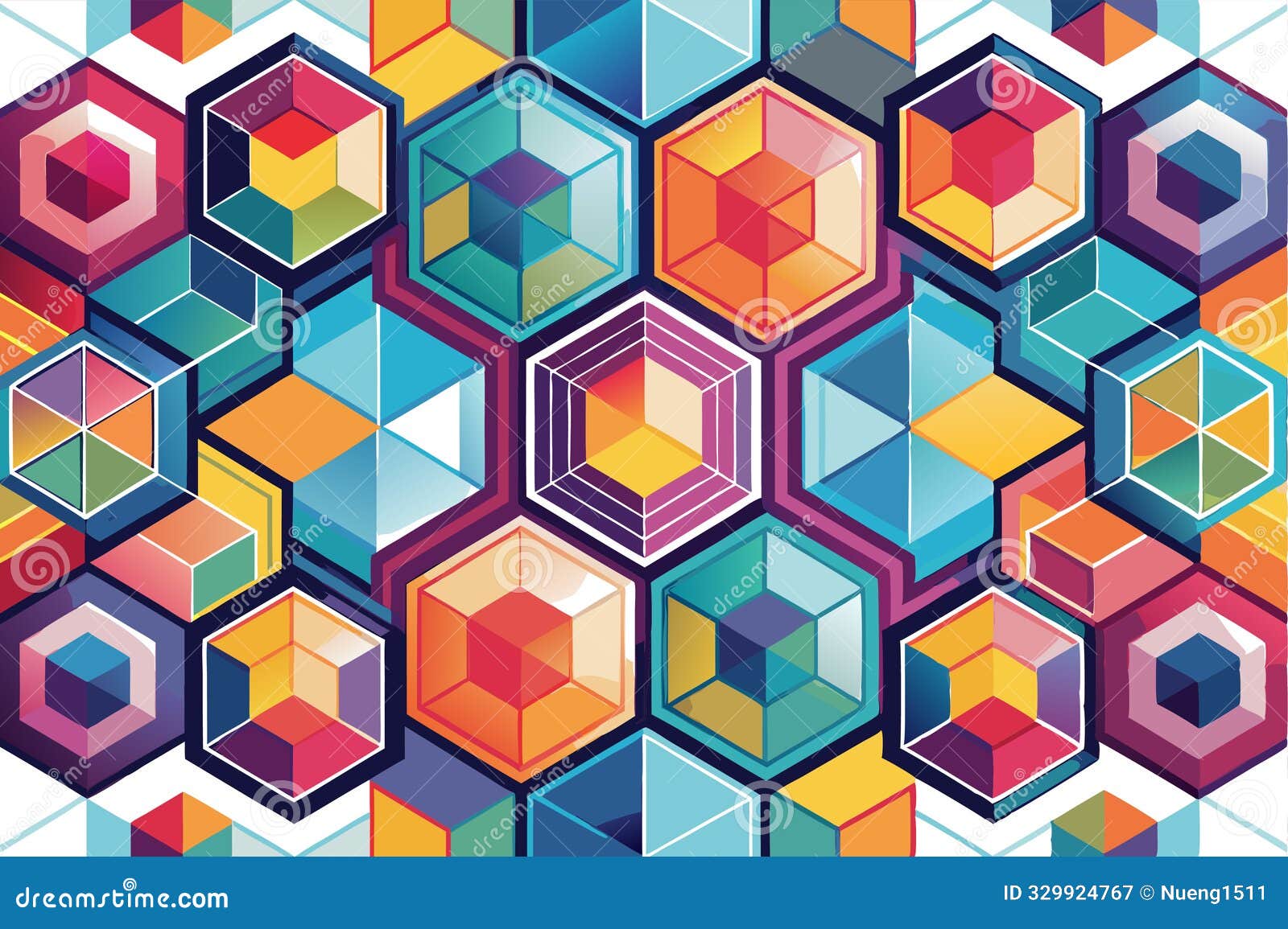 Abstract Hexagon Design Seamless Wallpaper Background Stock ...