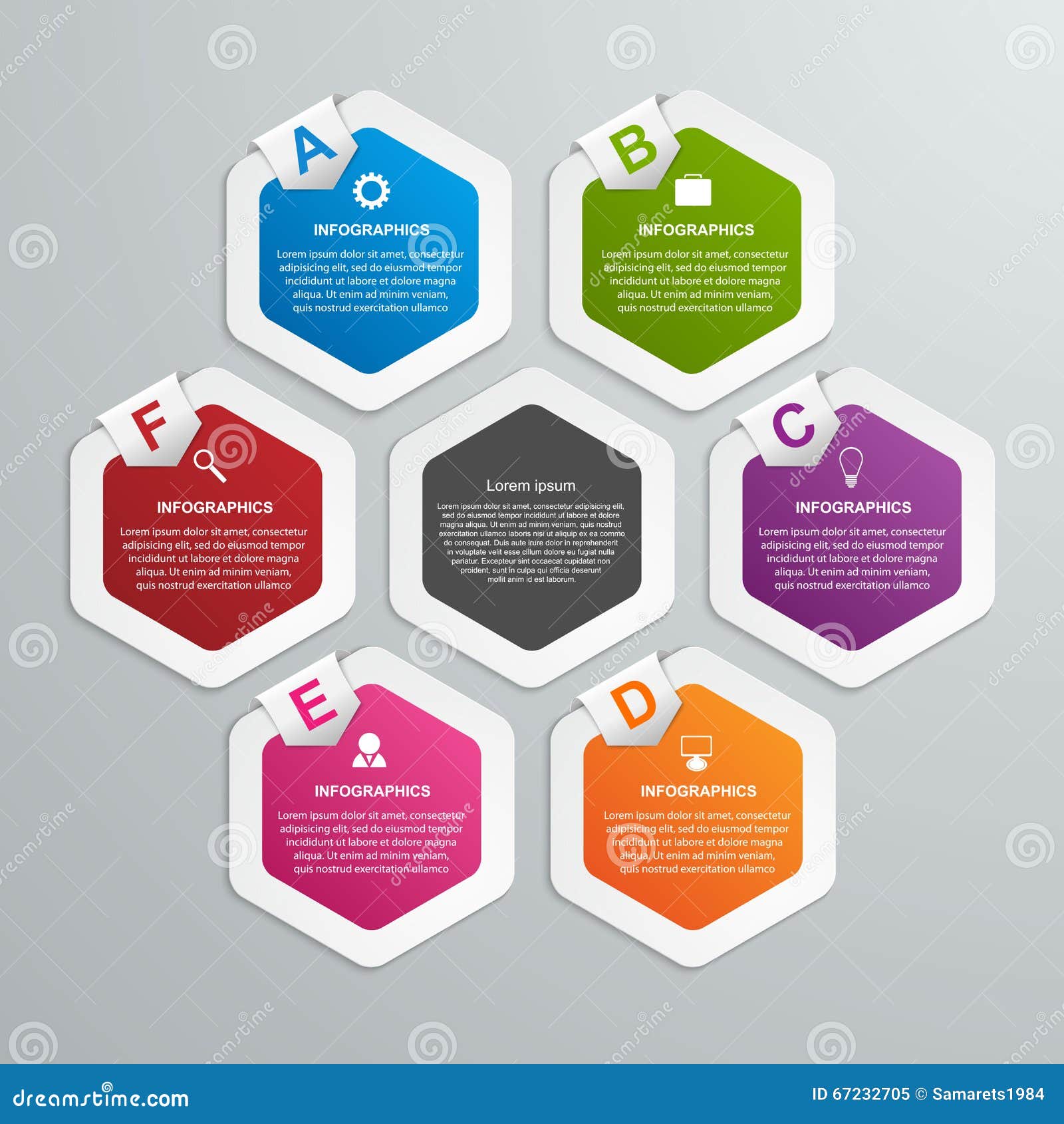 Abstract Hexagon Infographics Template. Stock Vector - Illustration of ...