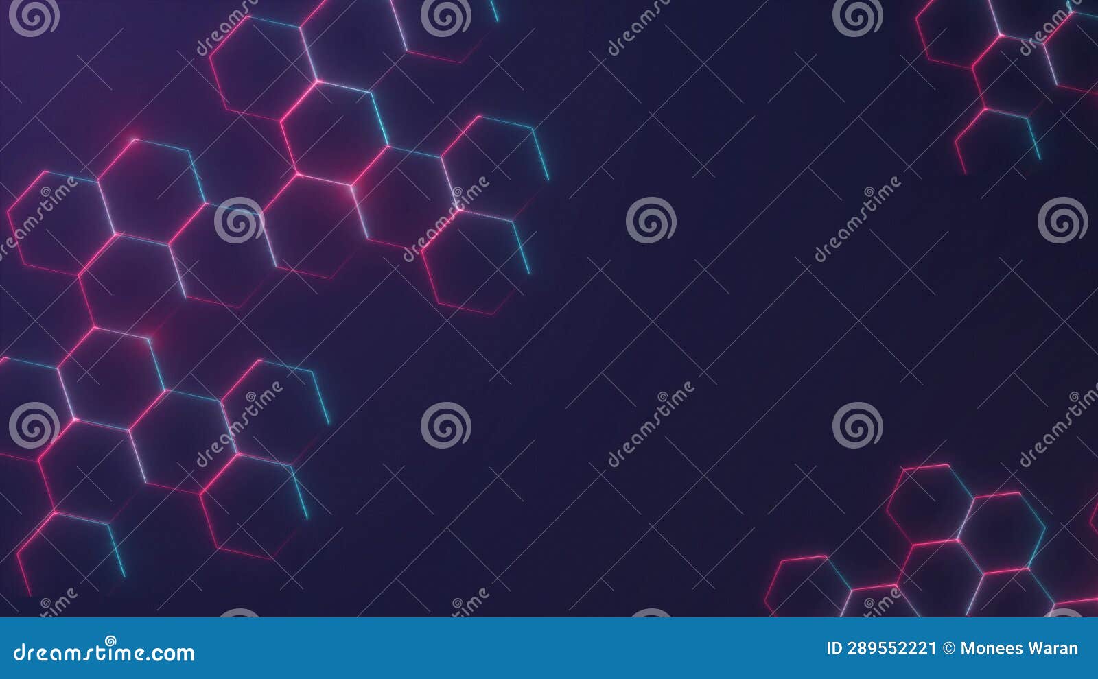 Abstract Hexagon Neon Glowing Light, Bright Pattern Waving Motion ...