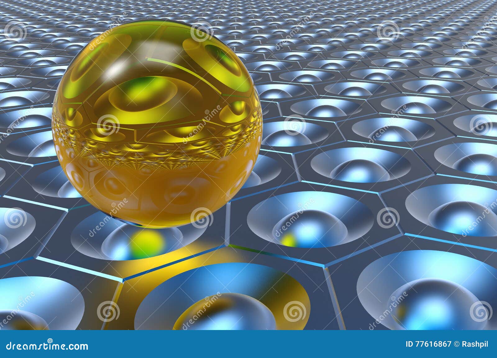 Abstract Hexagon Pattern Background with Sphere Stock Illustration ...