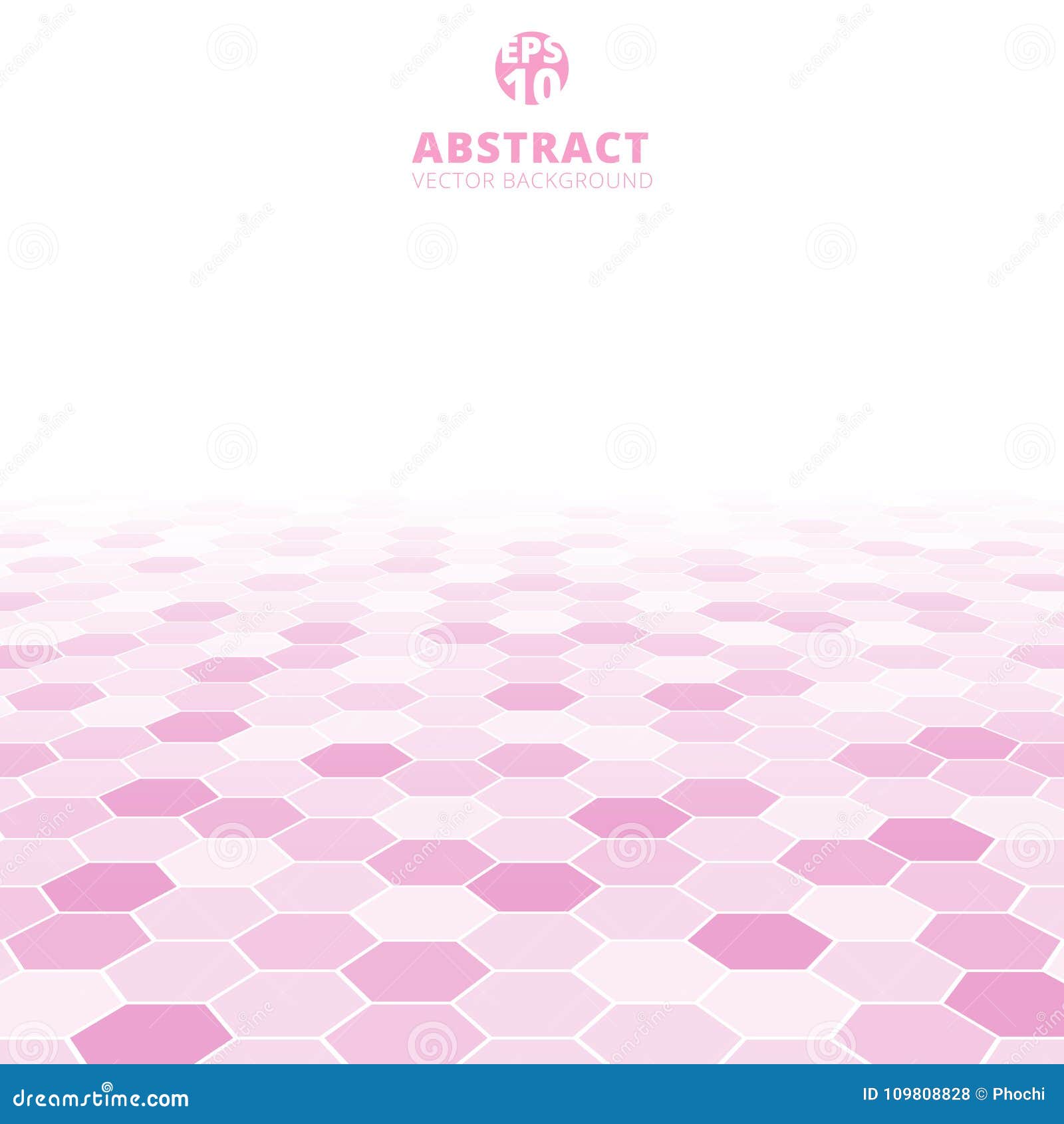 Abstract Hexagon Perspective Pattern White and Pink Color Background ...