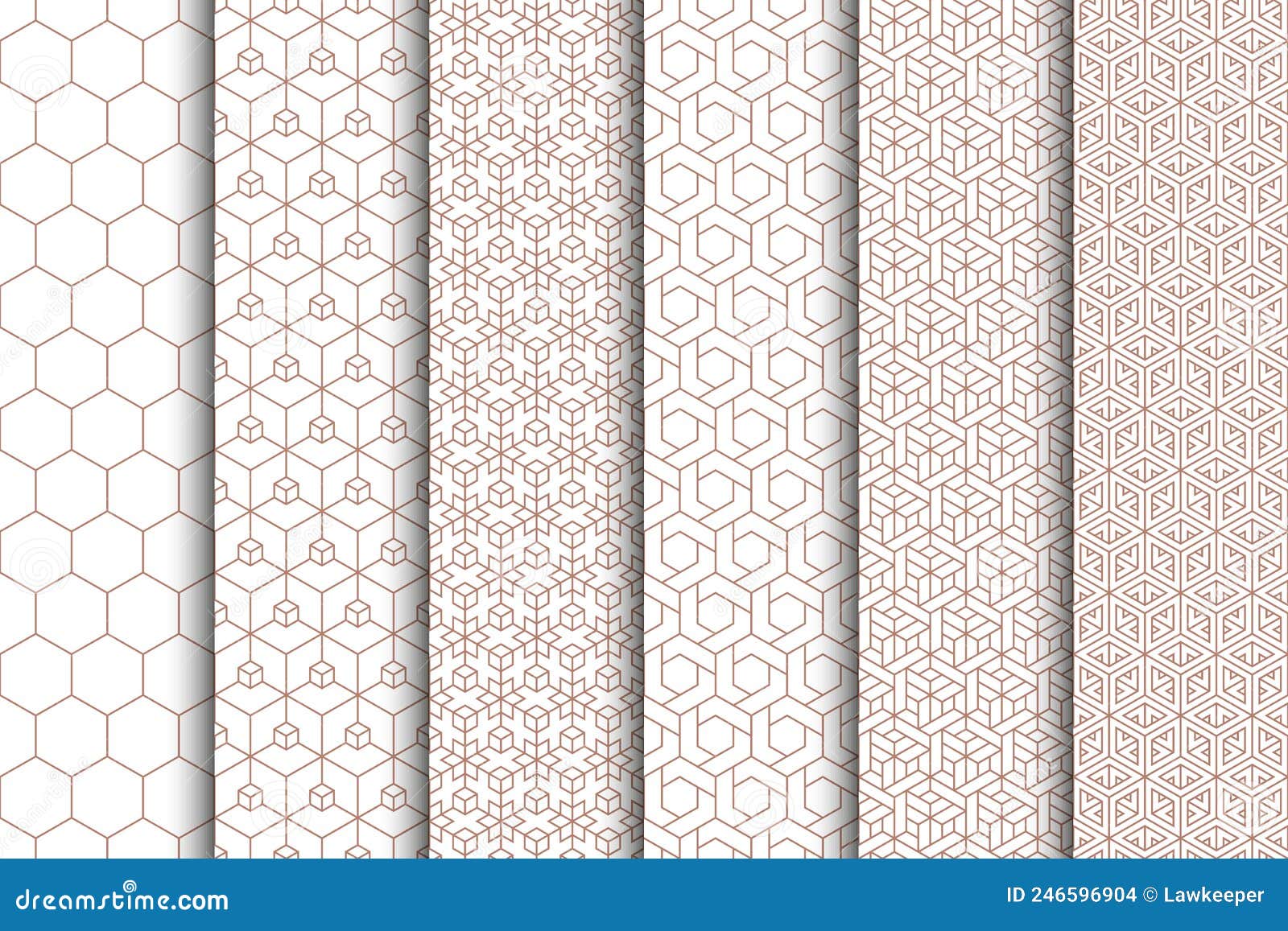 Abstract Hexagon Seamless Patterns Set Stock Vector - Illustration of ...