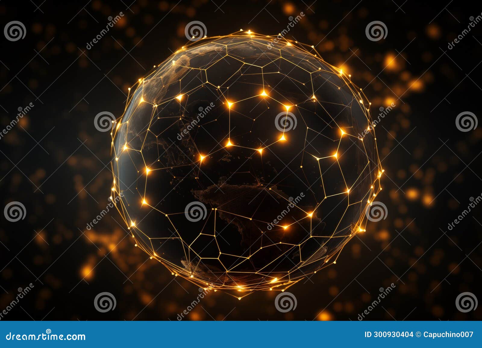 Abstract Hexagon Sphere Global Network by Generative AI Stock ...