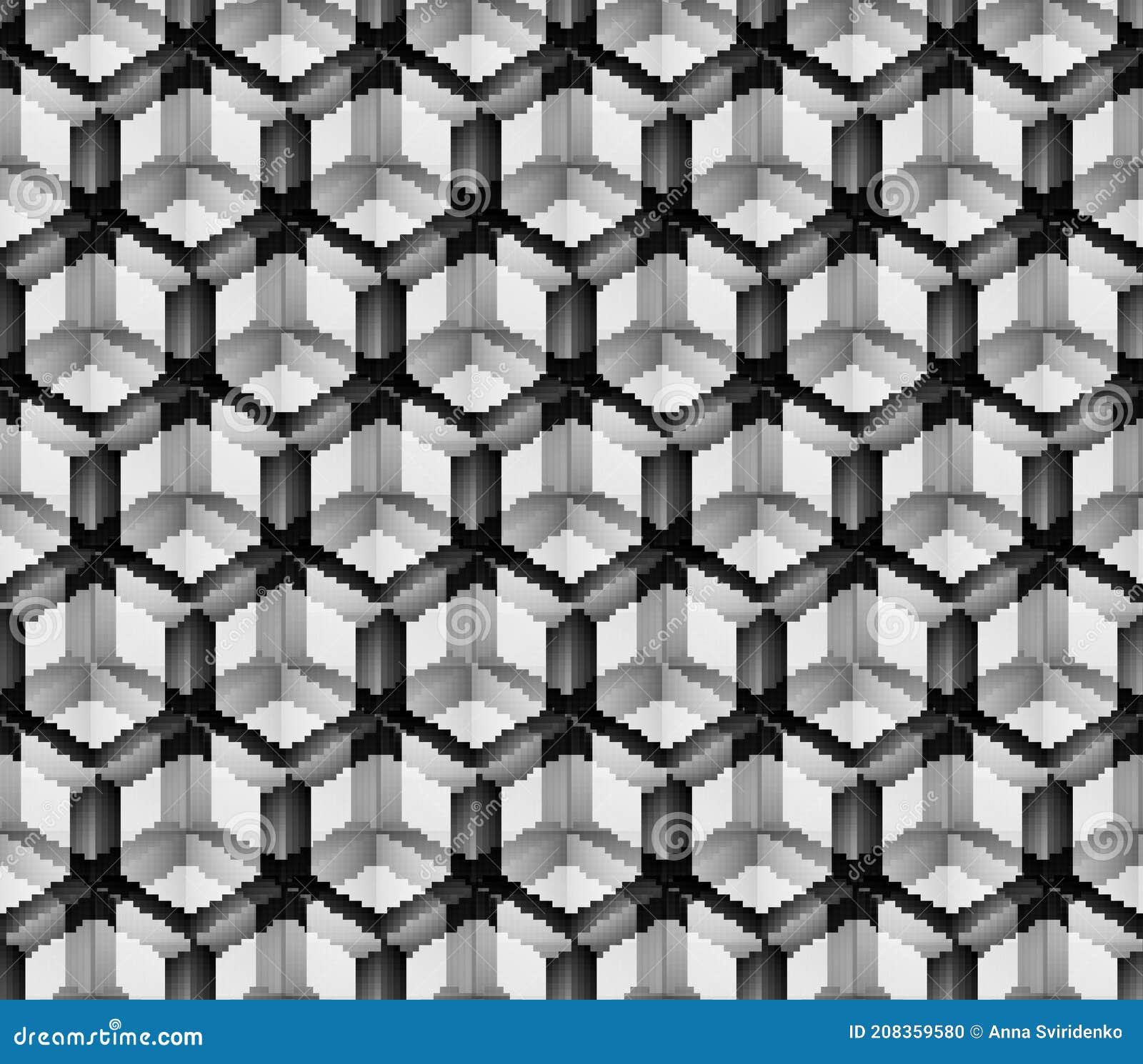 Abstract Hexagon Structure White Geometric Background Pixel Art Style ...