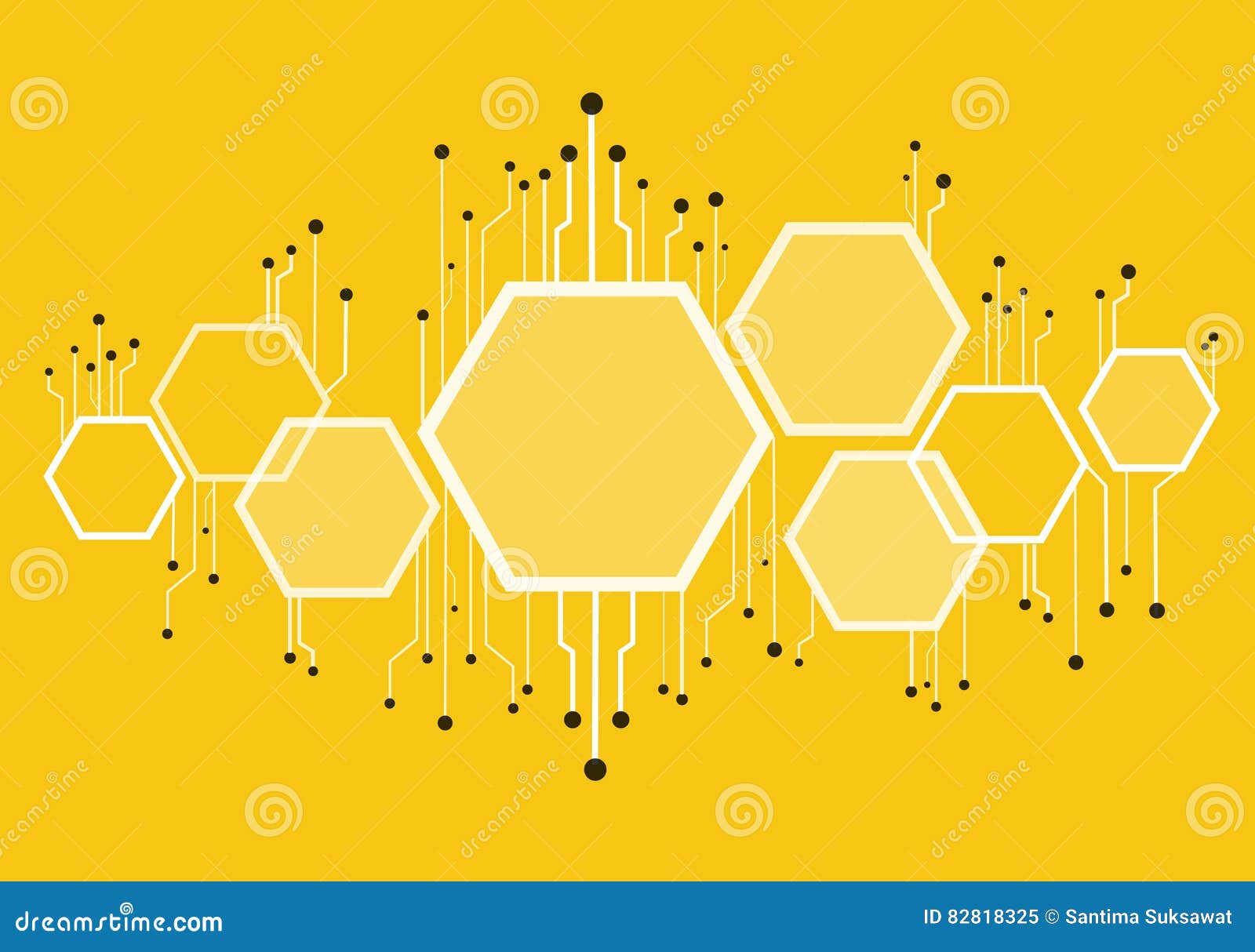 Abstract Hexagon and Technology Line Background Stock Vector ...