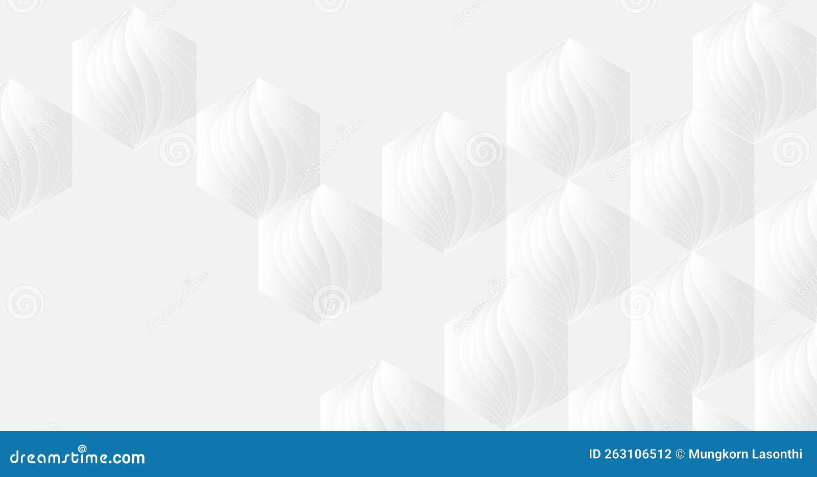 Abstract Hexagon with Wavy Curve Pattern Texture on White Background ...