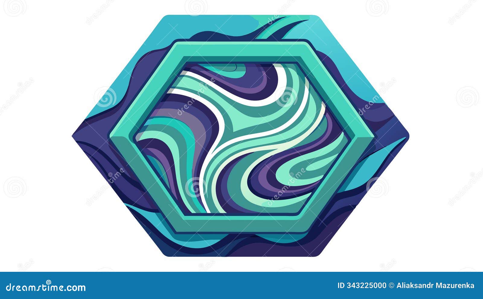 Abstract Hexagon with Wavy Curve Pattern Texture on White Background ...