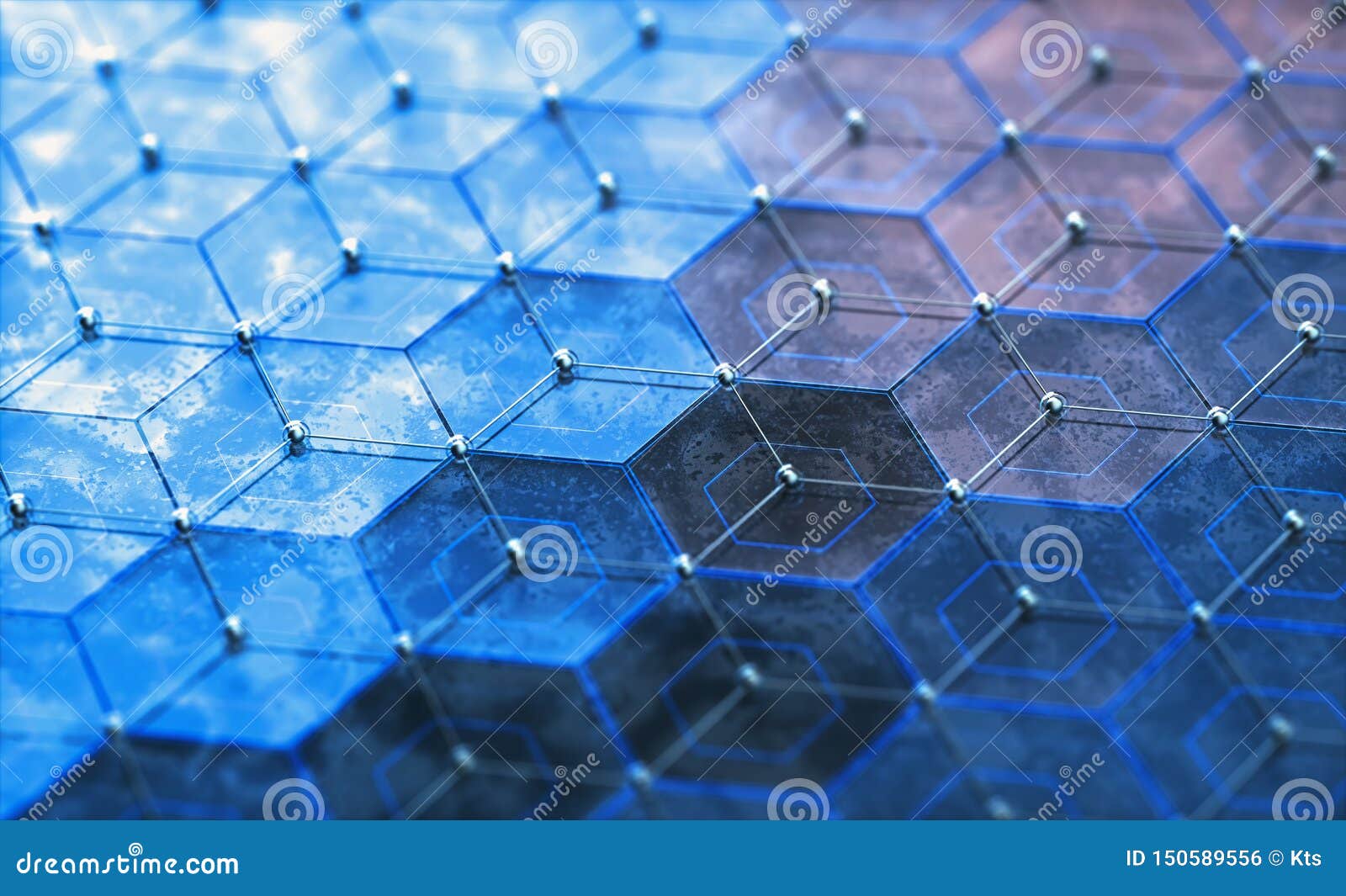 Abstract Hexagonal Atomic Connection Science Technology Stock Illustration - Illustration of ...