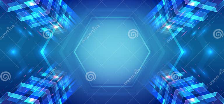 Abstract Hexagonal Background with Light Effect and Arrows. Vector ...