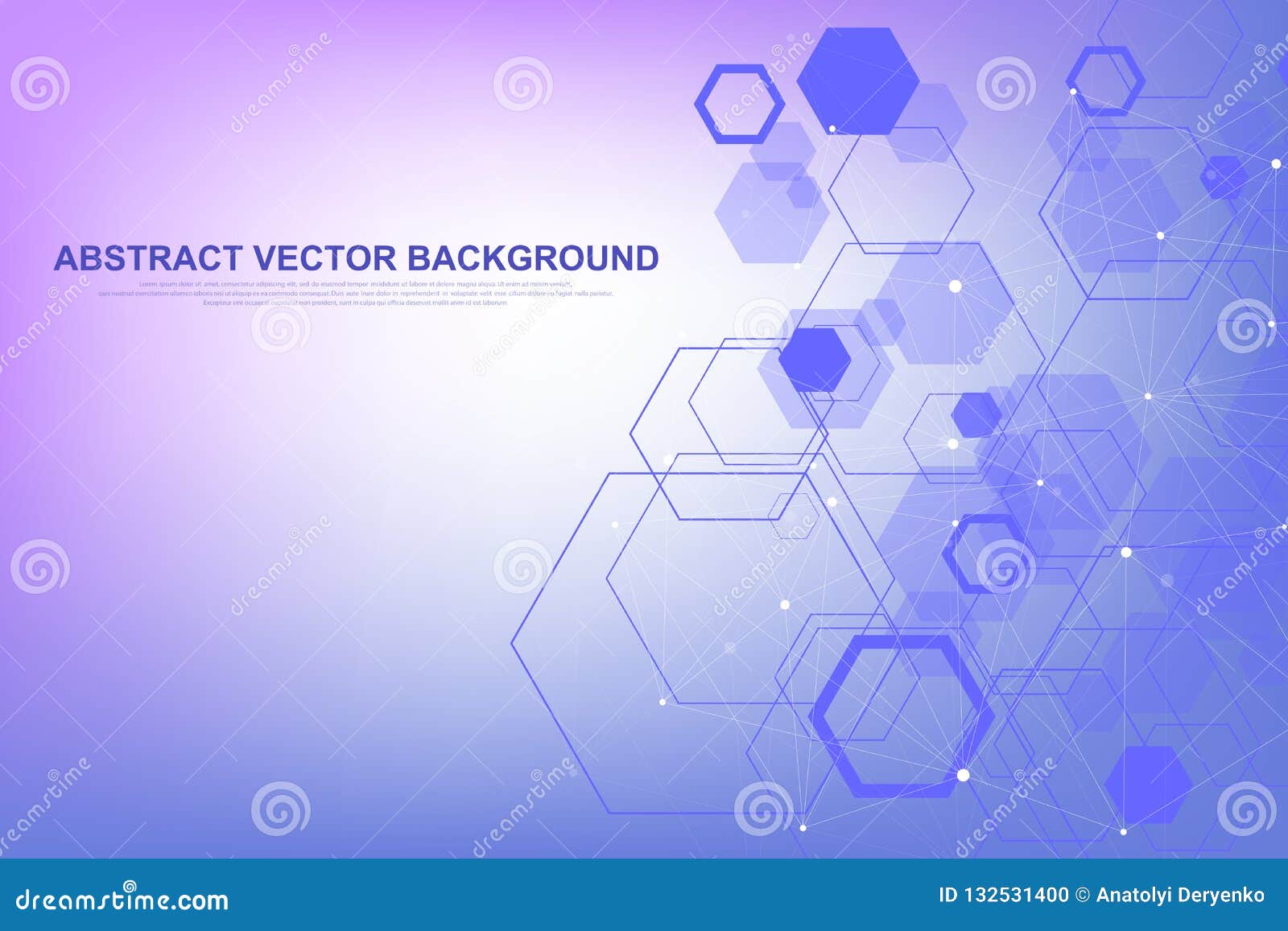 Abstract Hexagonal Background with Waves. Hexagonal Molecular ...