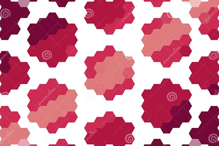 Abstract Hexagonal Cluster Pattern in Red Maroon with Geometric Hexagon ...