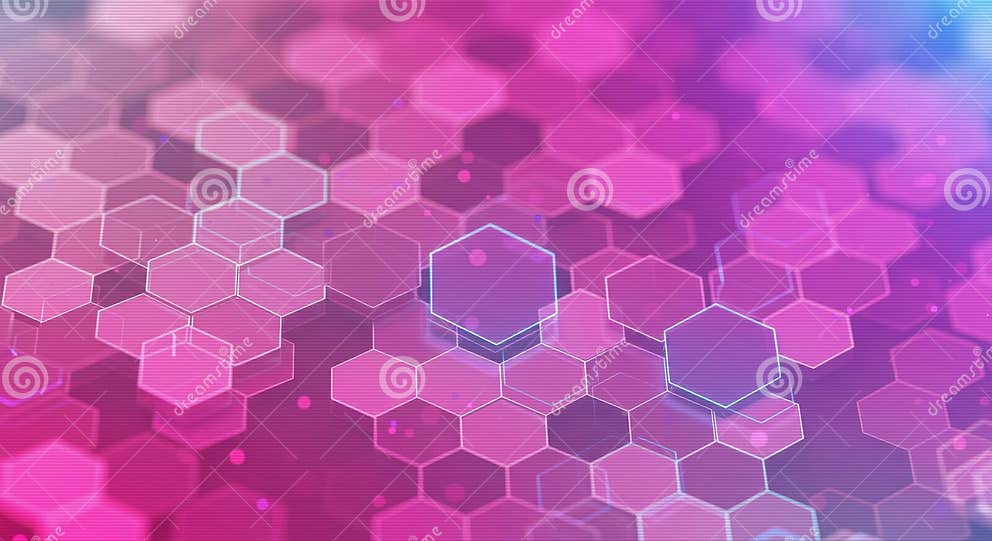 Abstract Hexagonal Gradient Background. Pink and Purple Tech Pattern ...