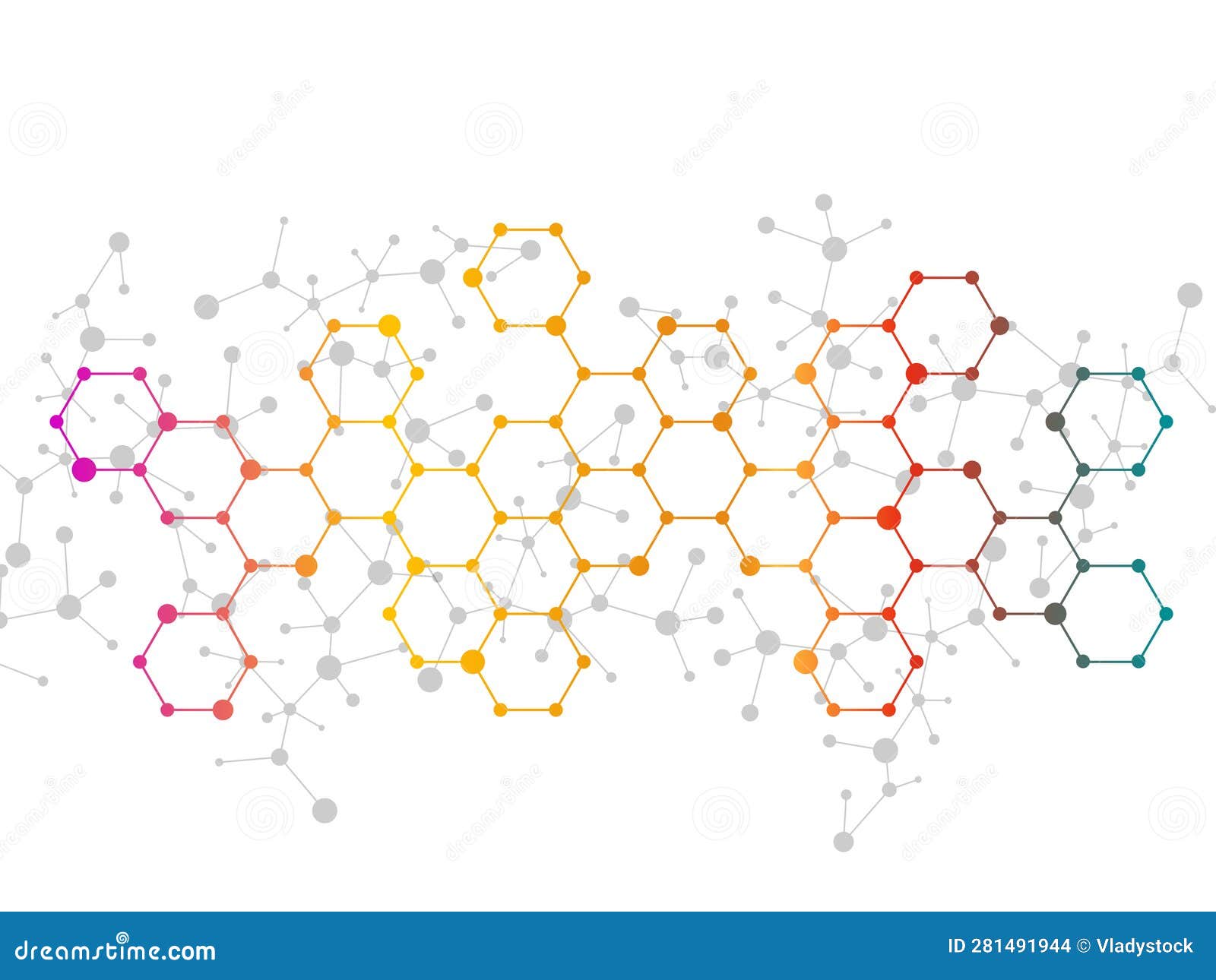Abstract Hexagonal Molecules, Molecular Structure of DNA. Technology Background Stock Vector ...