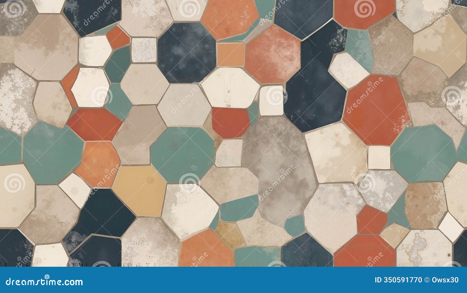 Abstract Hexagonal Tile Pattern with a Mix of Earthy Tones and Textures ...