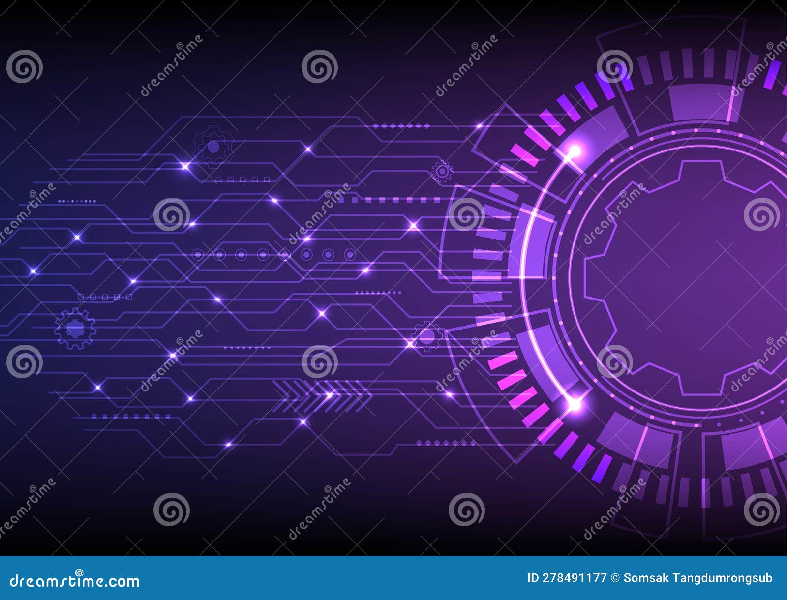 Abstract Hi Tech Background. Tech Circles. Glowing Dotted Curves with ...