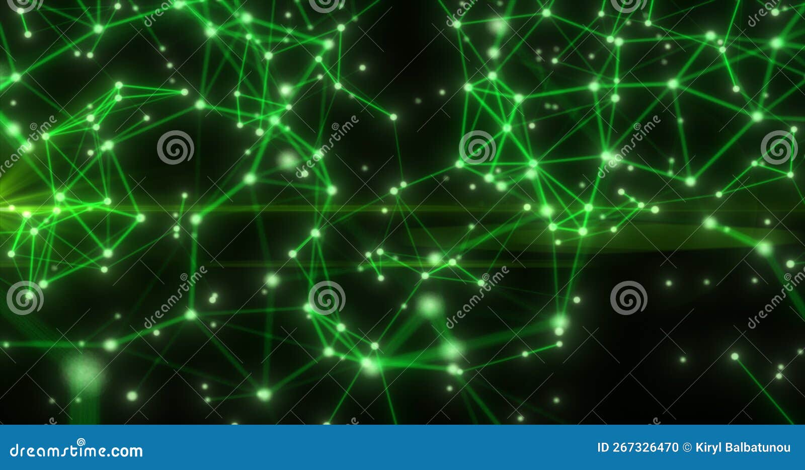 Abstract Hi-tech Green Glowing Lines with Dots and Plexus Triangles ...