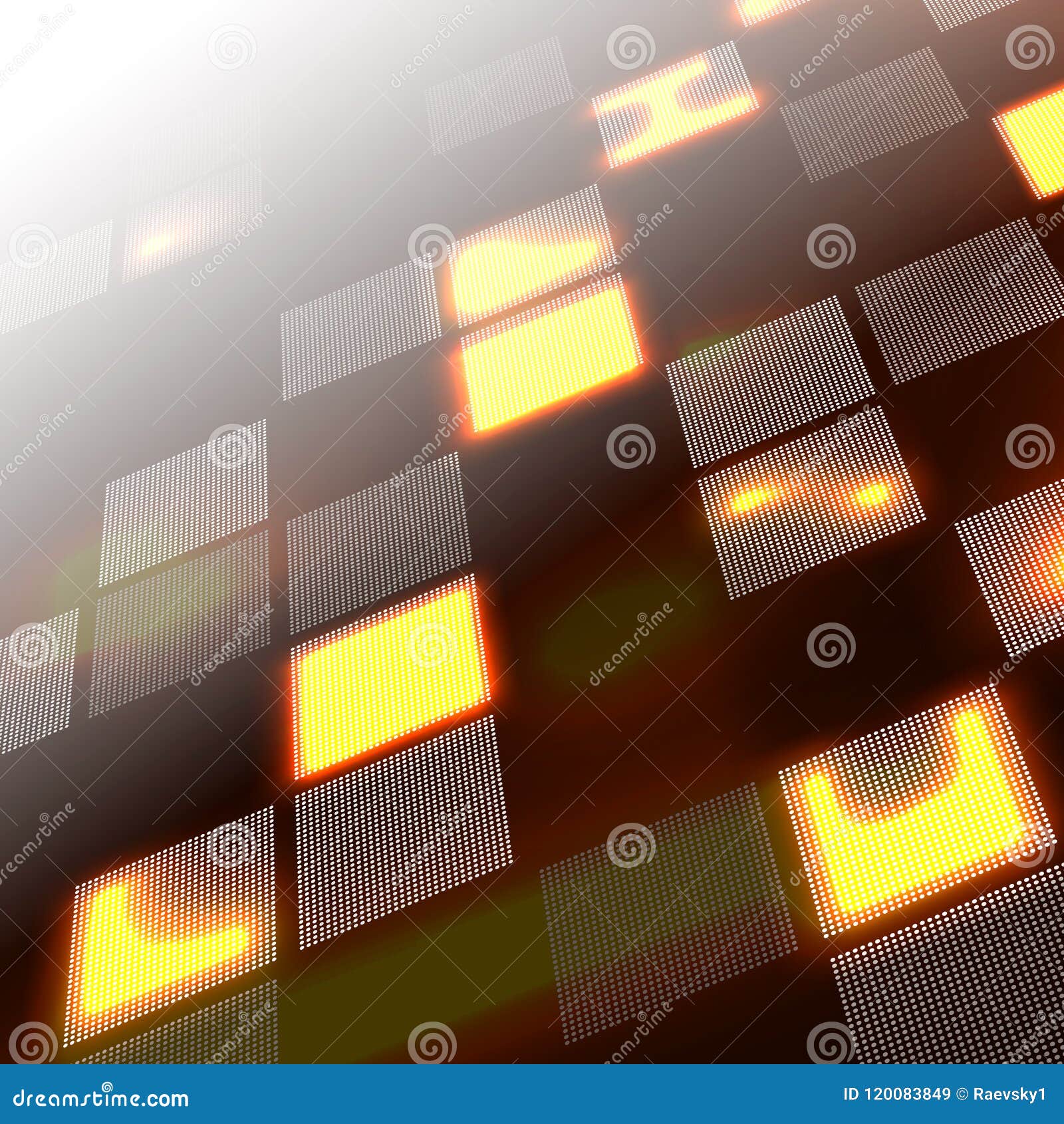 Abstract Hi-tech Yellow Background in Perspective. Futuristic Digital ...